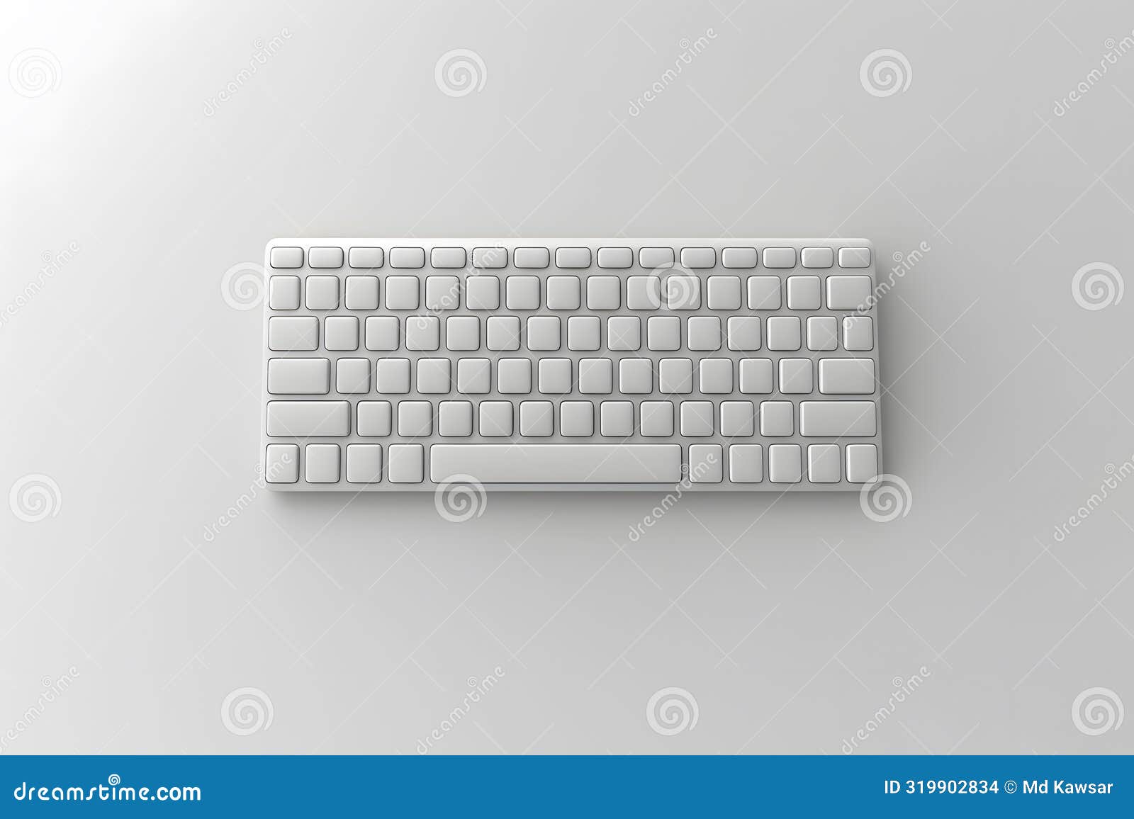 3D Render of Computer Keyboard on White Background, Top View Stock ...