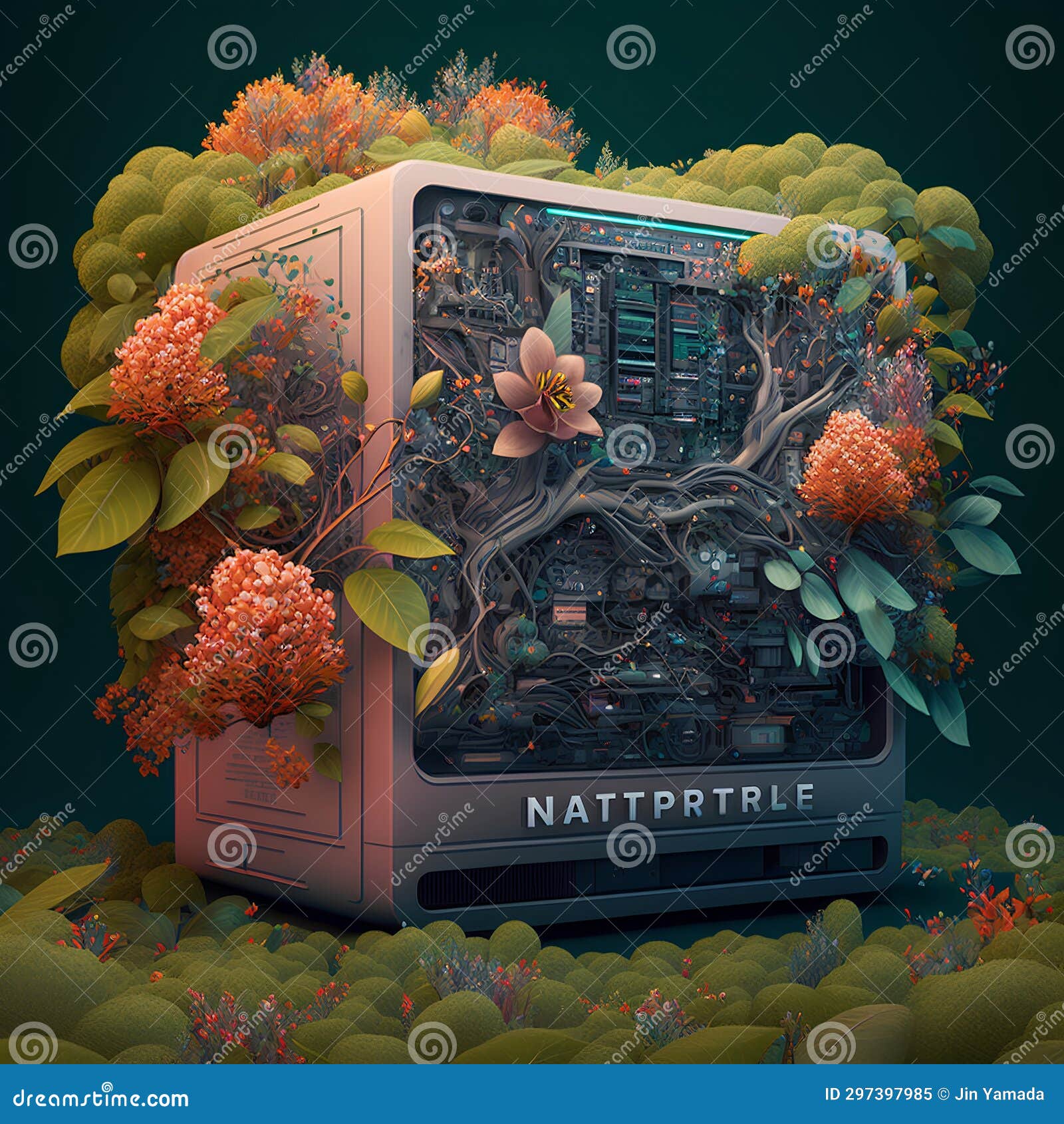 3d Render of a Computer with Nature Concept on the Screen. Stock ...