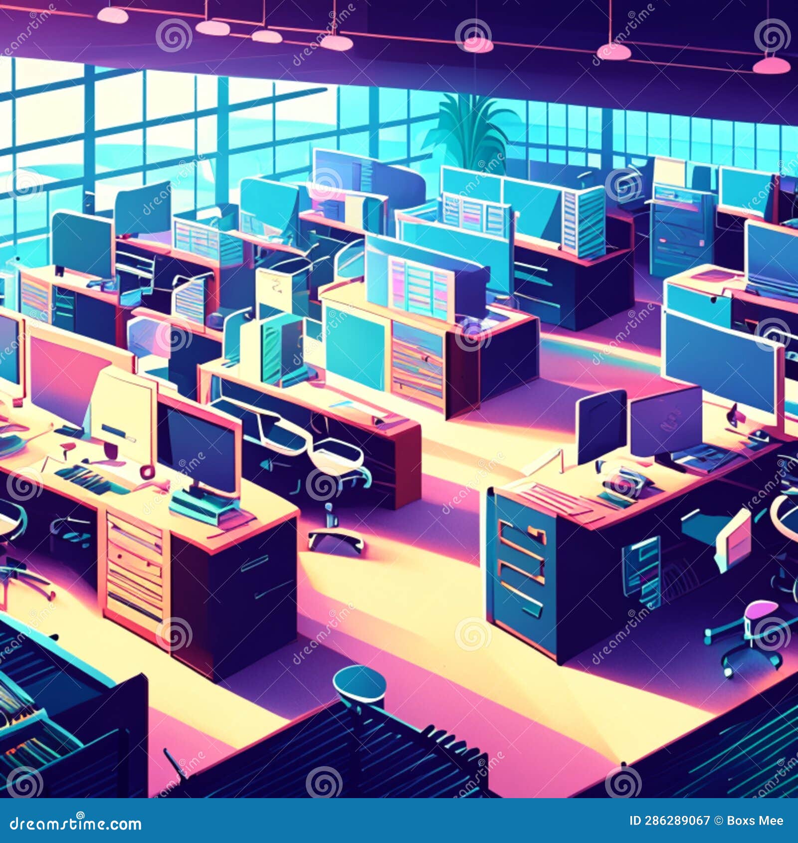 3d Render of a Computer Room in a Modern Office. 3d Illustration ...