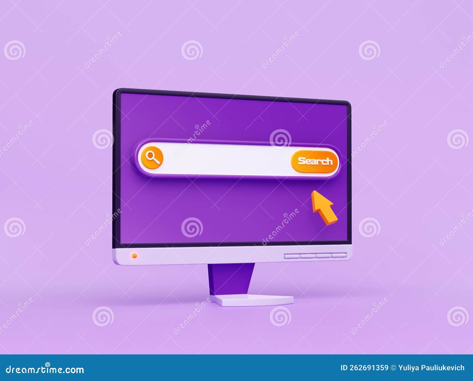 3d Render Computer Search Bar, Pointer on Desktop Stock Illustration ...