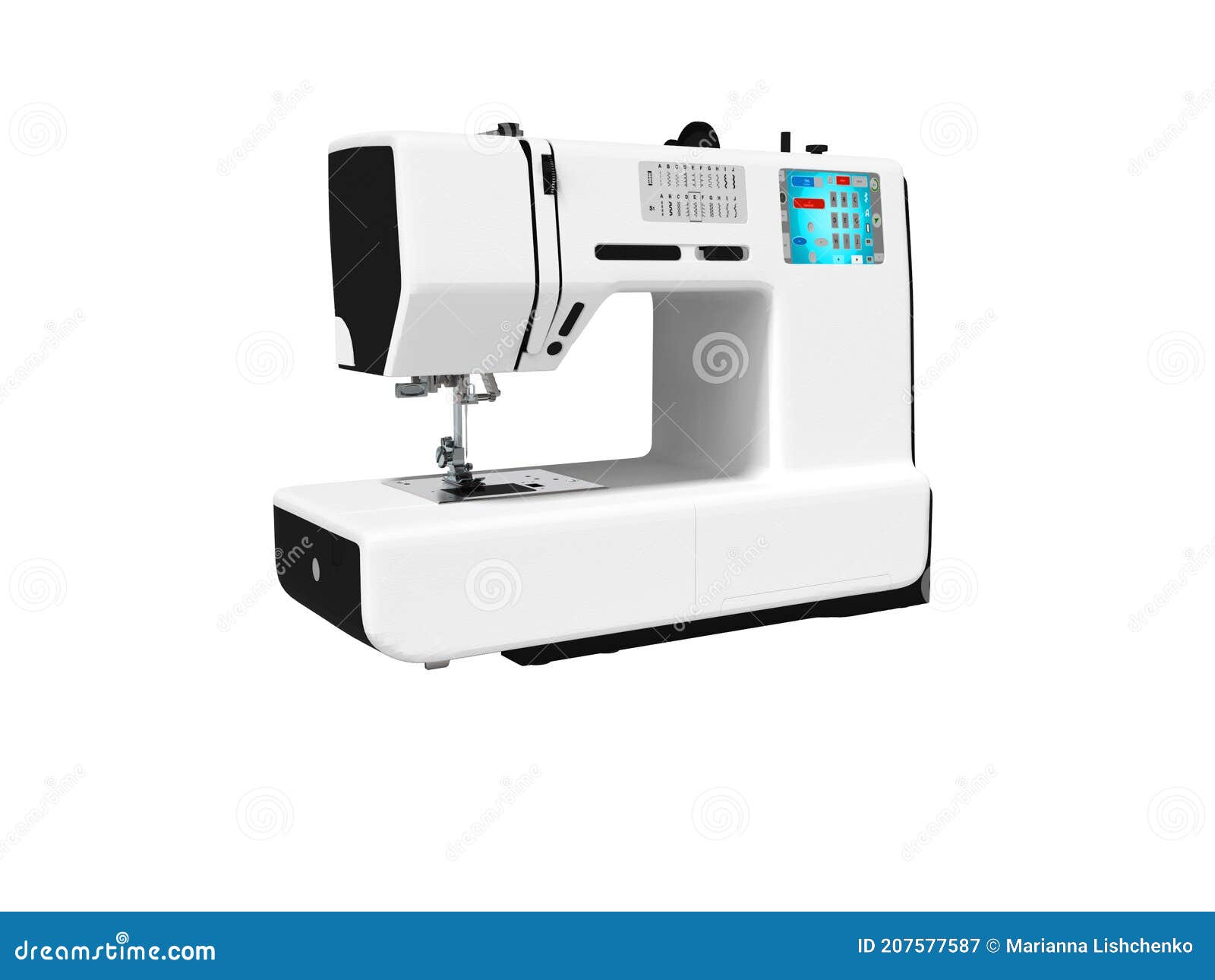 3d Render Computer Sewing Machine On Blue Background With Shadow ...