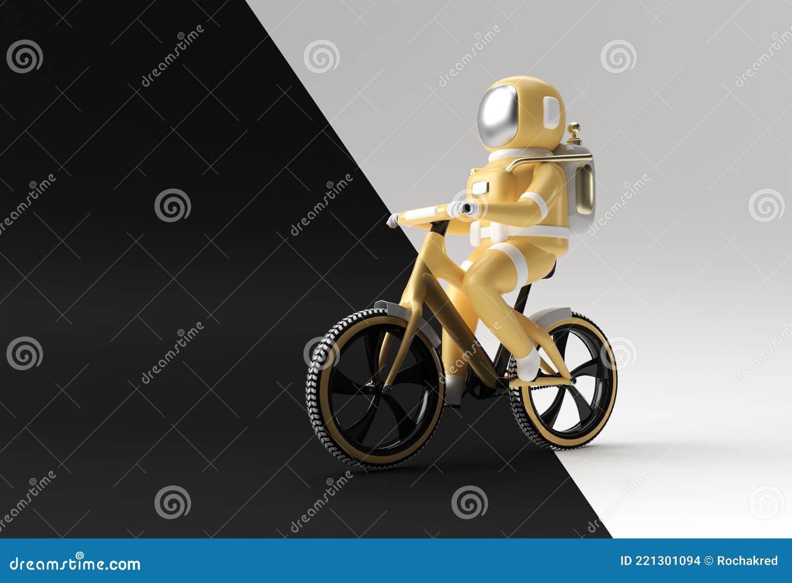 3D Render Concept of Astronaut Bicycle 3D Art Design Illustration Stock ...