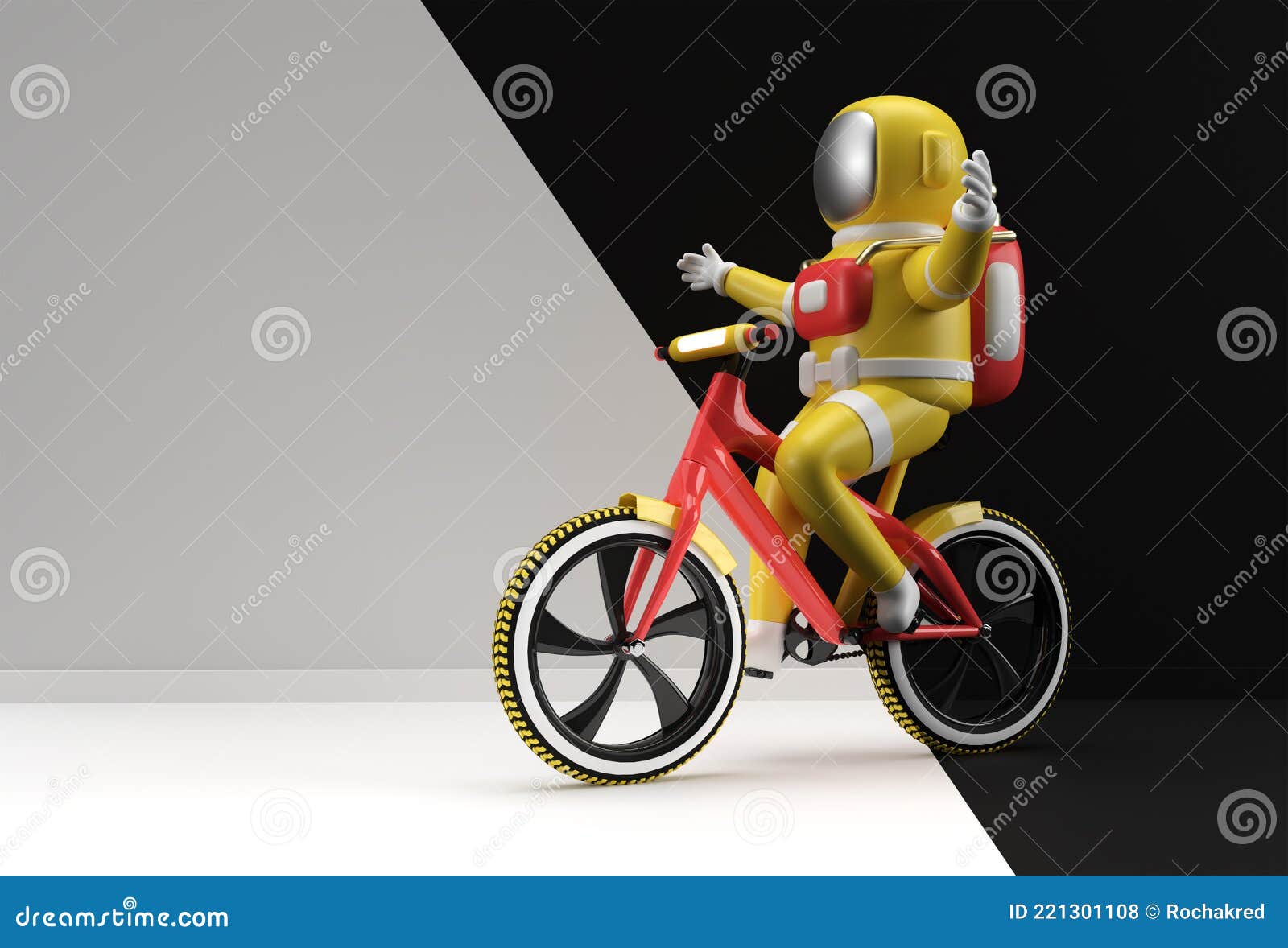 3D Render Concept of Astronaut Bicycle 3D Art Design Illustration Stock ...