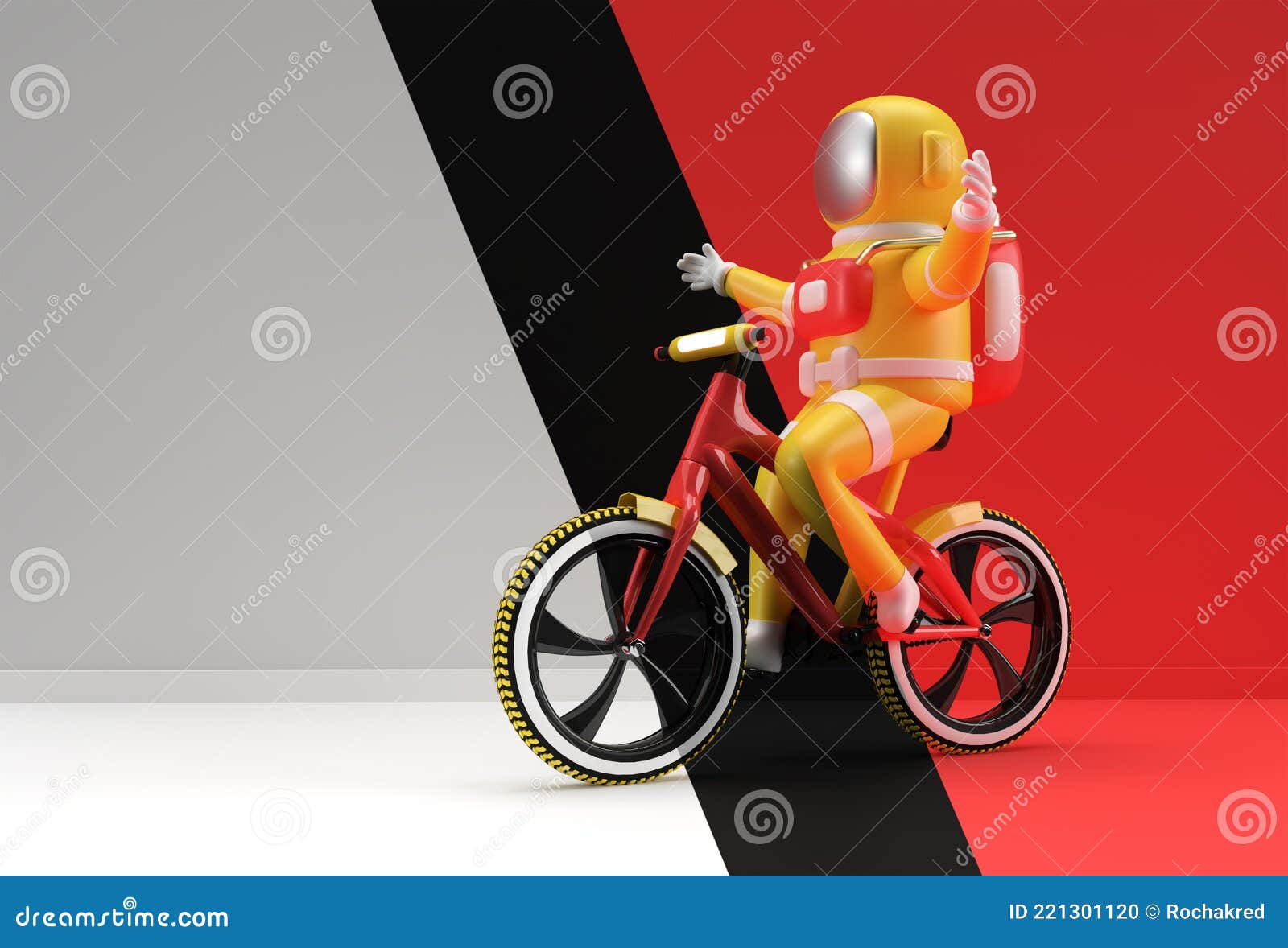 3D Render Concept of Astronaut Bicycle 3D Art Design Illustration Stock ...