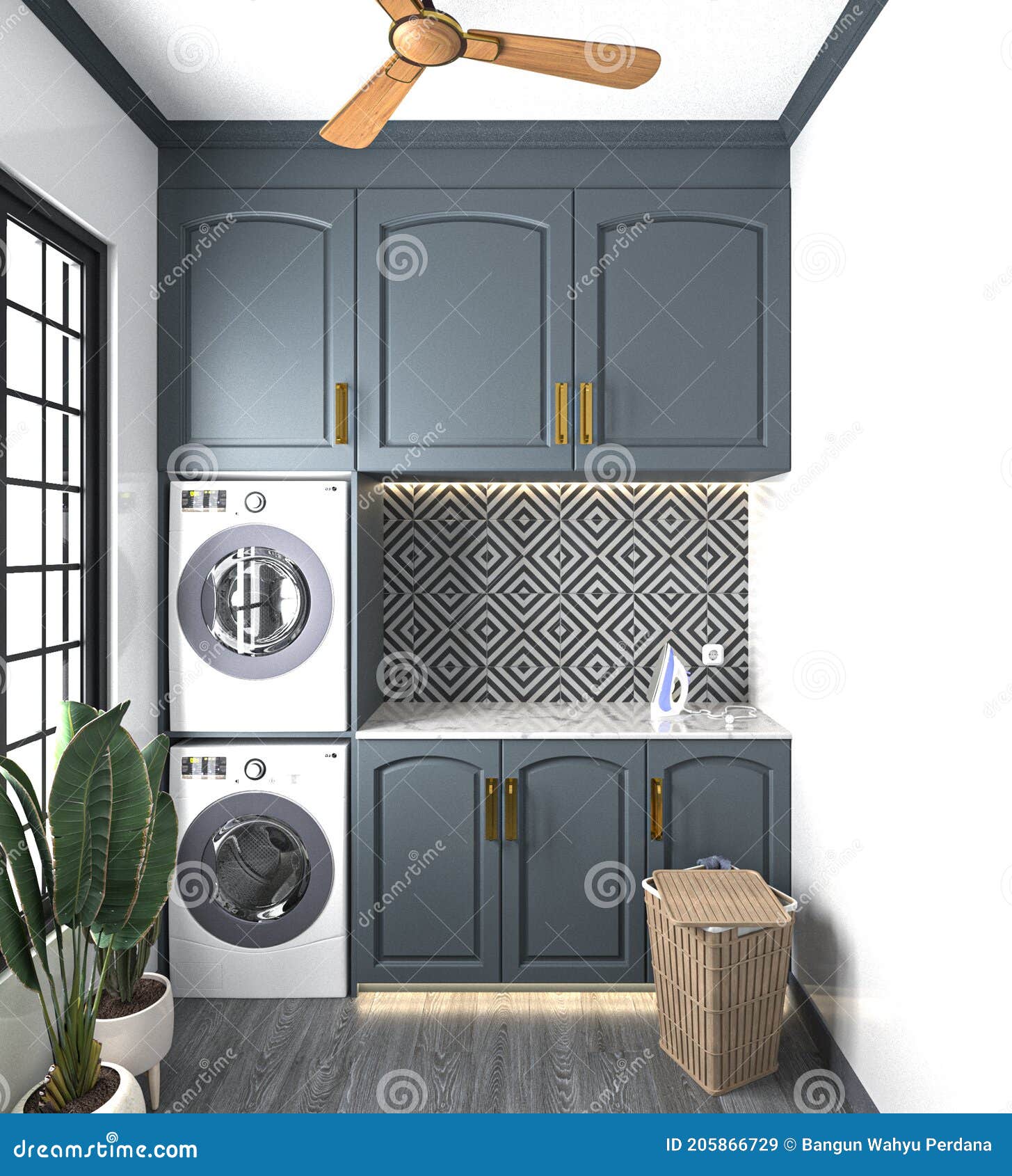 3d Render Concept Classic of Laundry Room Stock Illustration ...