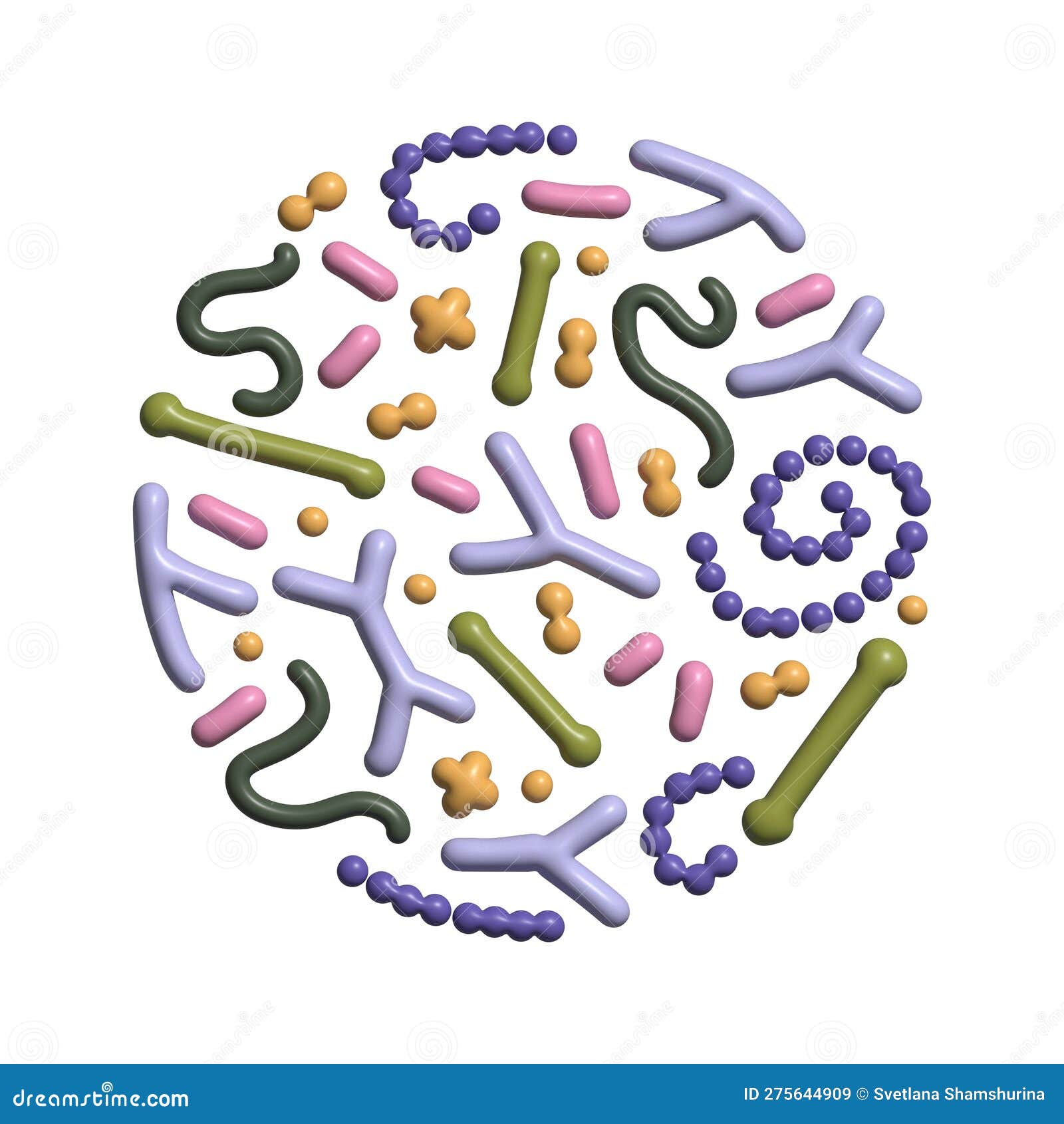 3d Render Concept of Probiotics in Round Shape. Bifidobacterium ...