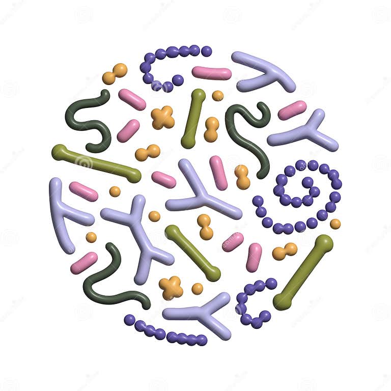 3d Render Concept of Probiotics in Round Shape. Bifidobacterium ...