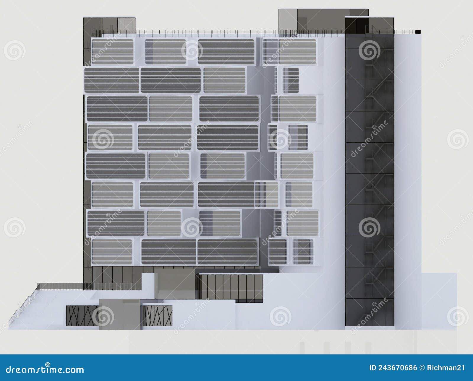 3d Render. Conceptual Architectural Project of the Hotel in the Style ...