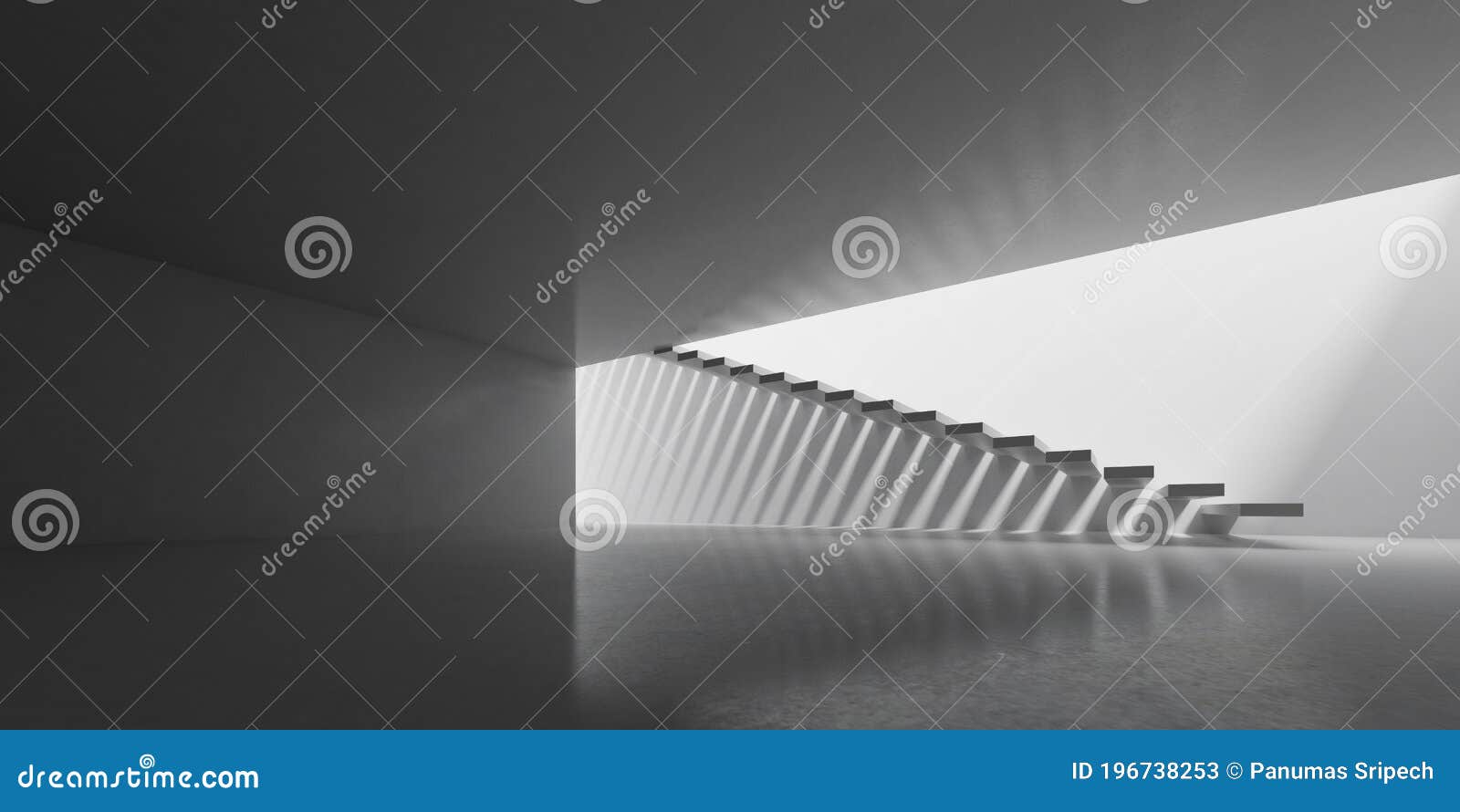 3d Render of Concrete Room with Shadow on the Stair Stock Illustration ...