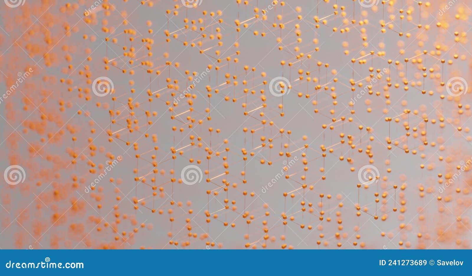 Render with Connection Concept Made of Orange Cubes on Grey, Soft Focus ...