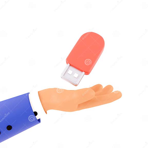 3D Render Connector, Usb with Hand Icon. 3D Render Icon Simple Design ...