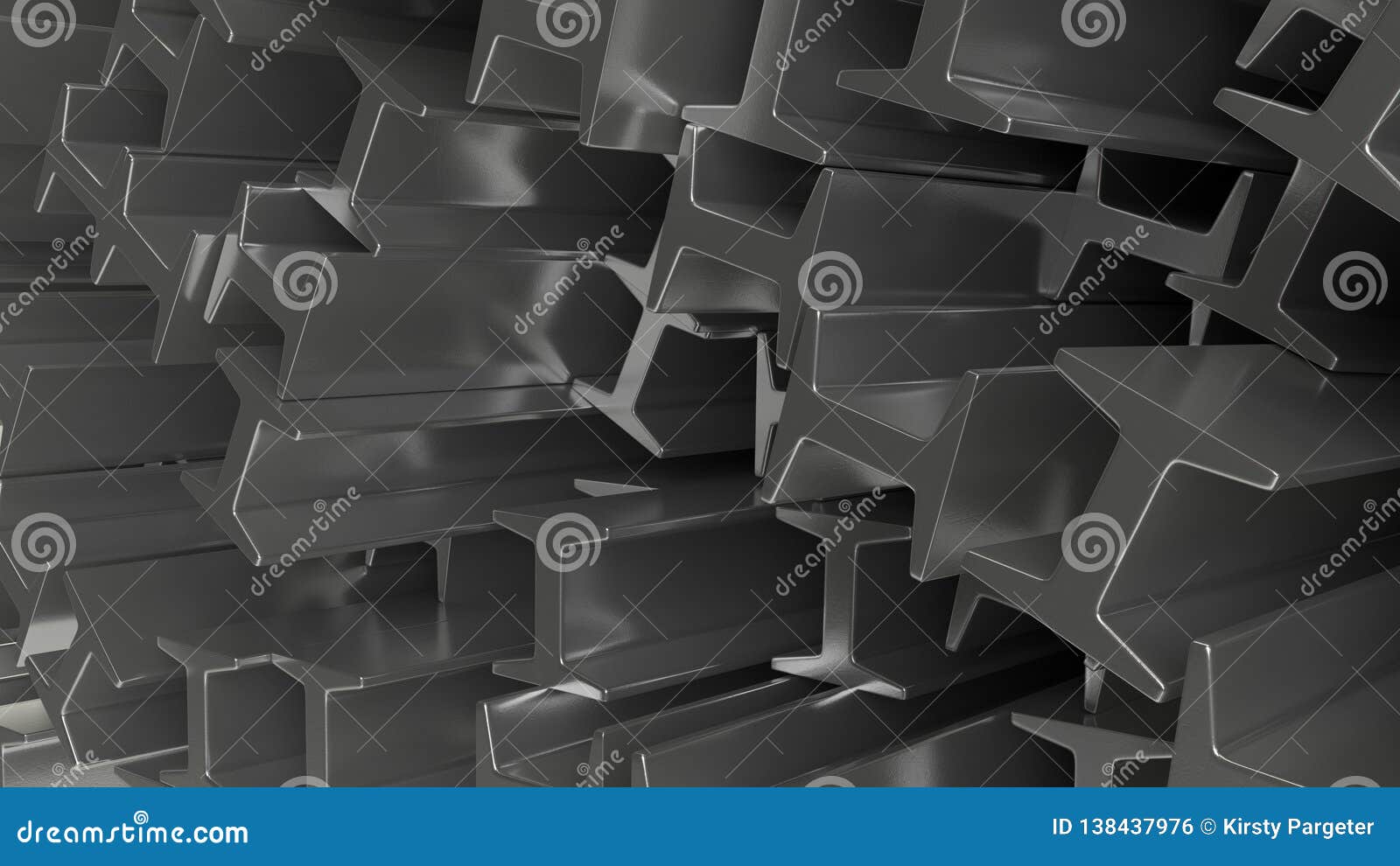 3D Render of Construction Metal Beams Stock Illustration - Illustration ...