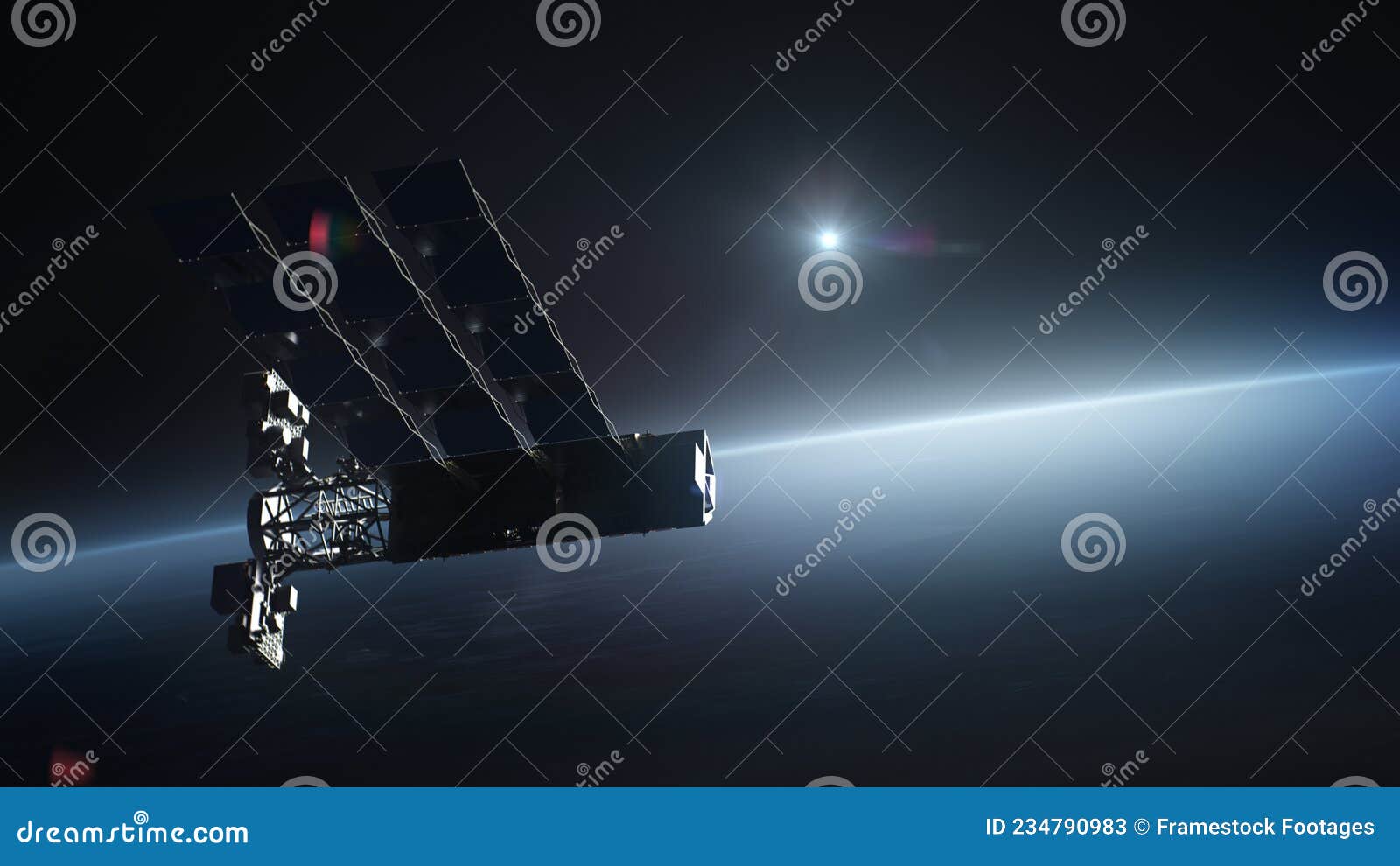 3D Render of Modern Satellite Flying in Cosmos Stock Illustration ...