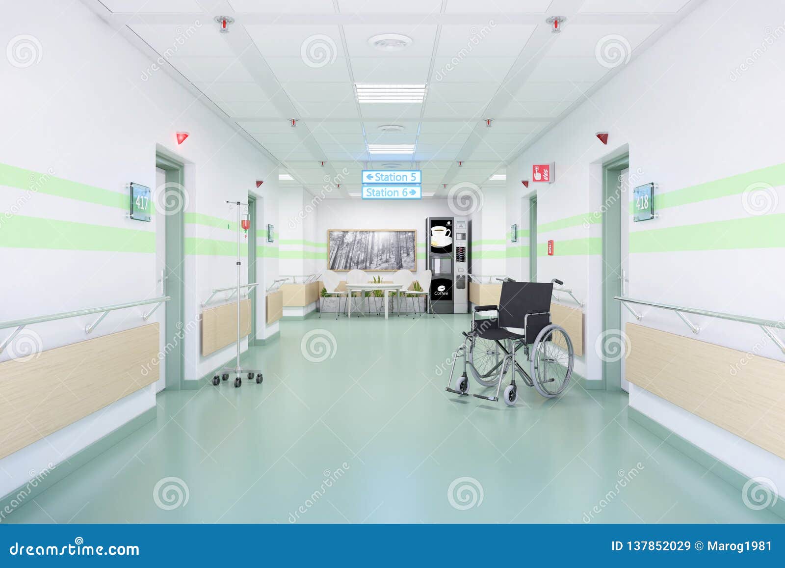 3d Render of a Corridor in a Hospital Stock Illustration - Illustration ...