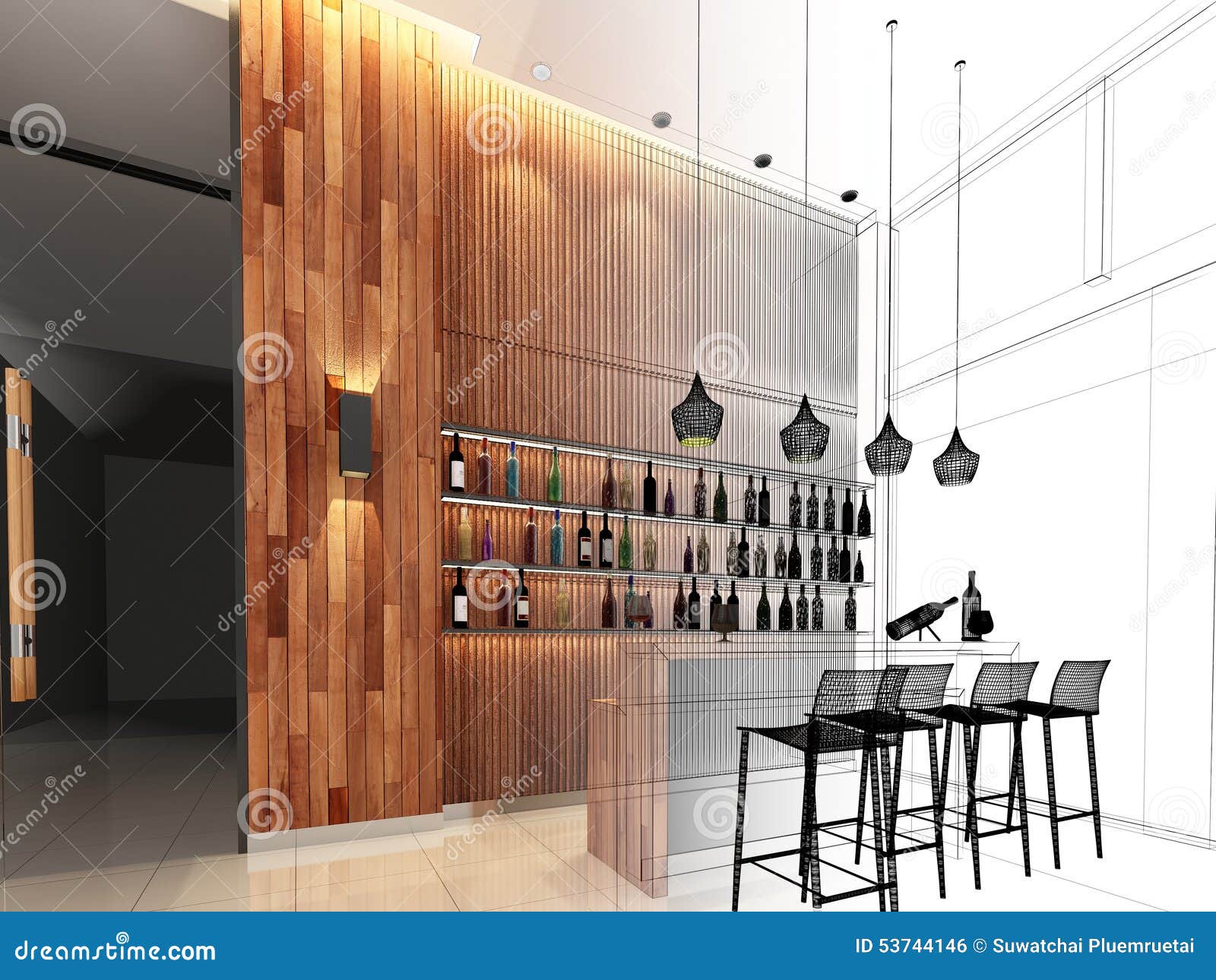 3d render of counter bar stock photo. Image of counter - 53744146