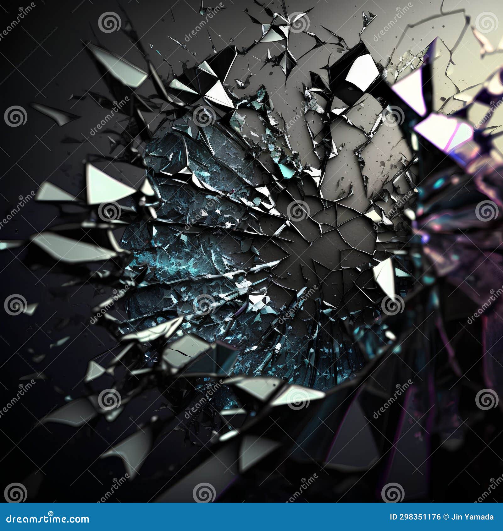3d Render of Cracked Glass Background with Abstract Geometric Shapes in ...