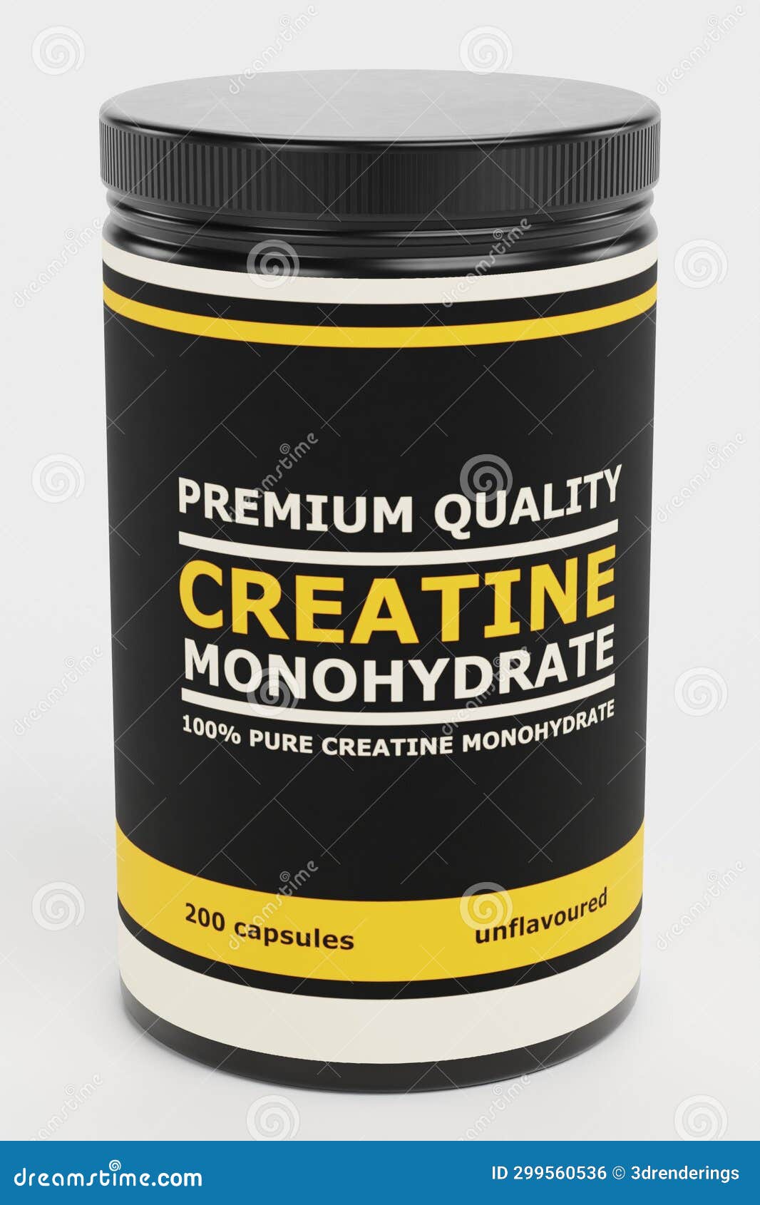 3D Render of Creatine stock illustration. Illustration of bottle ...