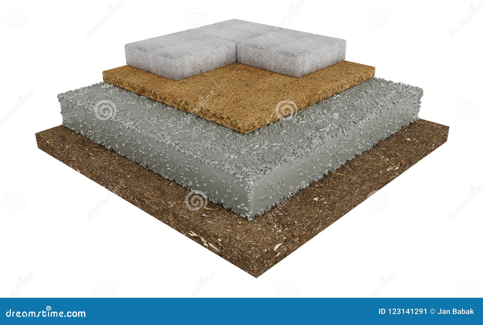 Cross Section Of Lock Paving, Ground, Concrete, Sand. Isolated On White ...