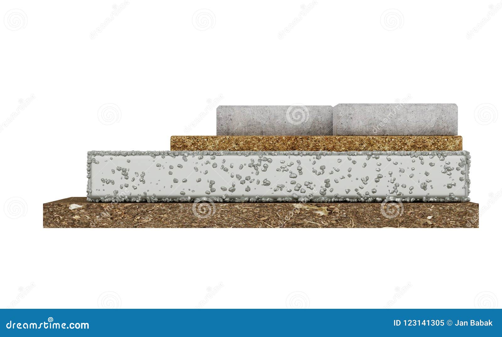 Cross Section Of Lock Paving, Ground, Concrete, Sand. Isolated On White ...