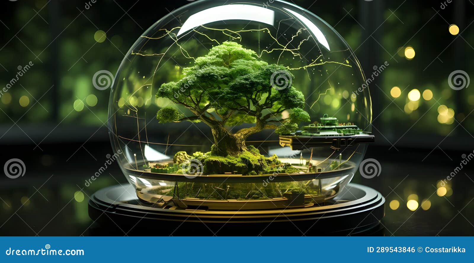 3D Render of a Crystal Ball with a Fantasy Garden Inside Stock ...