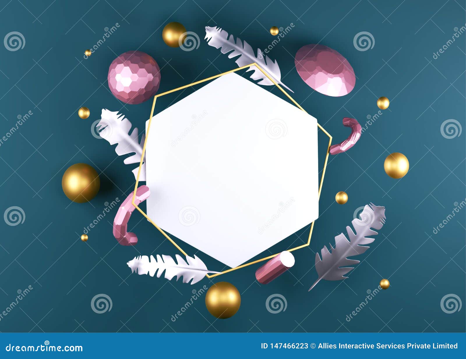 3D Render of Crystal Elements Such As Pearls, Diamond and Feathers ...