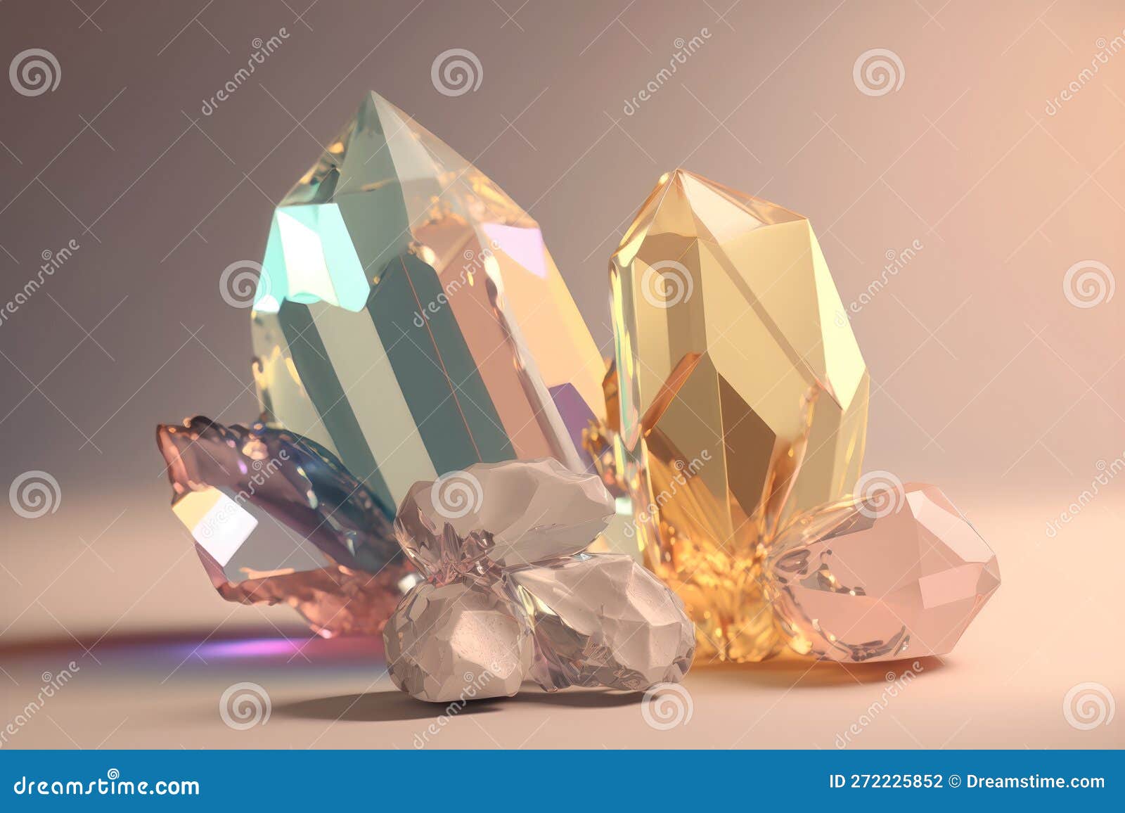 3d Render, Crystal on Pastel Background, Gem, Esoteric Accessory. AI ...