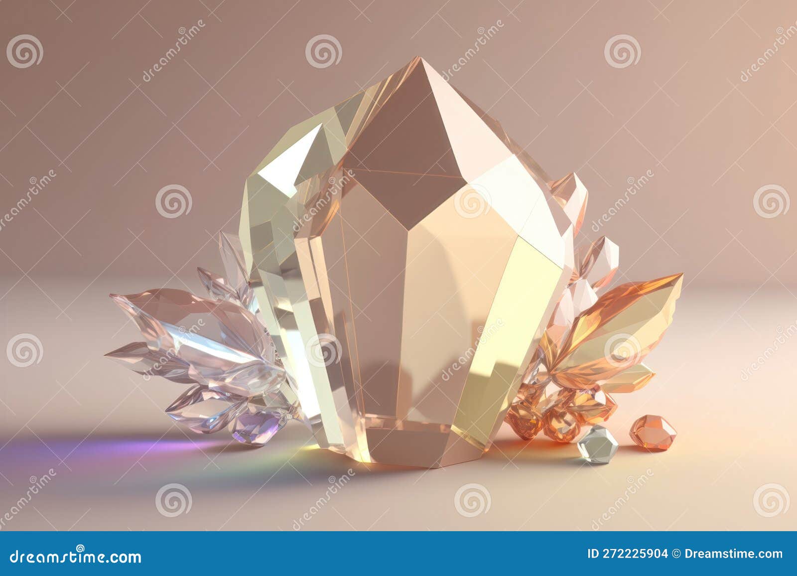 3d Render, Crystal on Pastel Background, Gem, Esoteric Accessory. AI ...