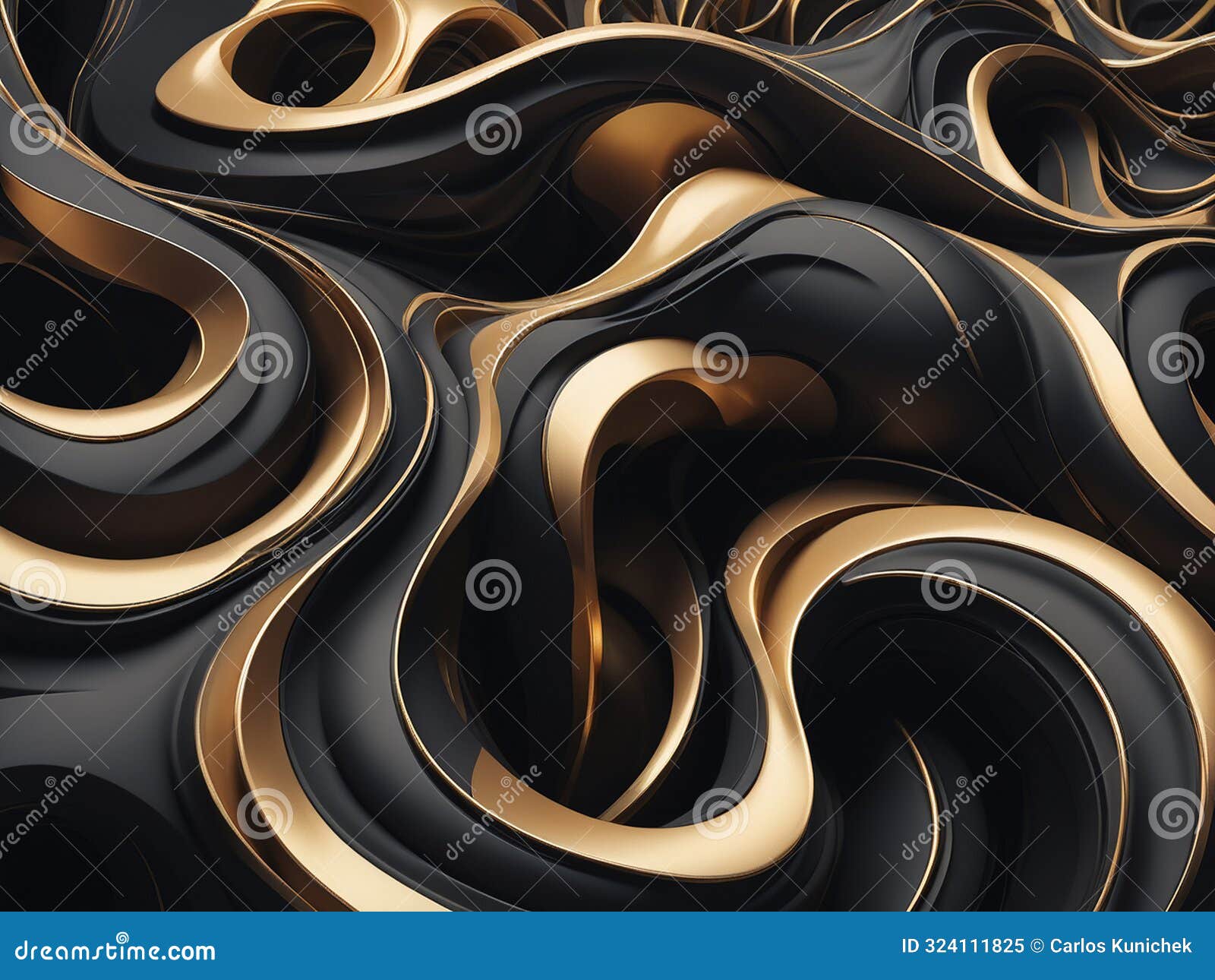 3d Render Curvaceous Forms that Evoke a Sense of Movement, Black and ...