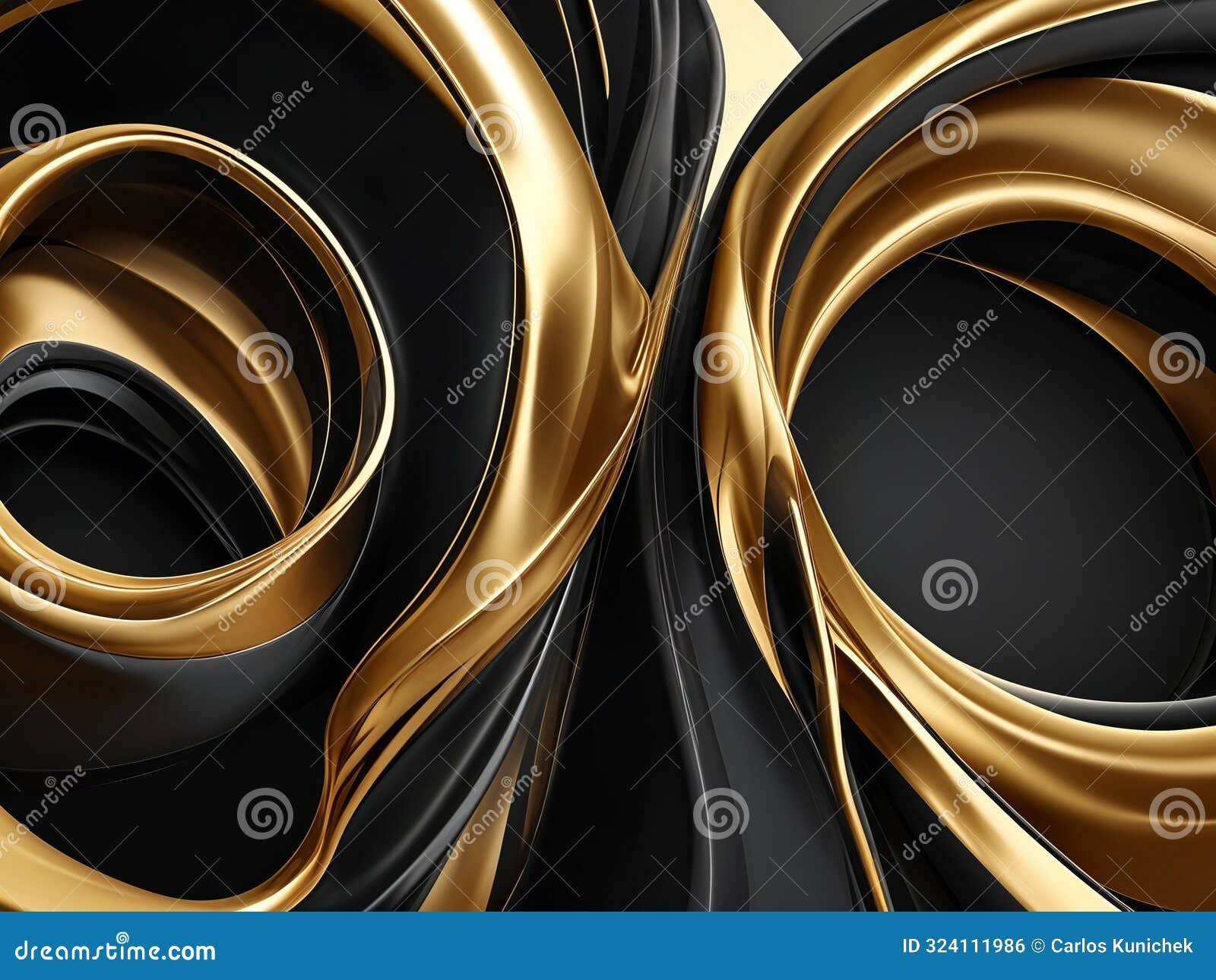 3d Render Curvaceous Forms that Evoke a Sense of Movement, Black and ...