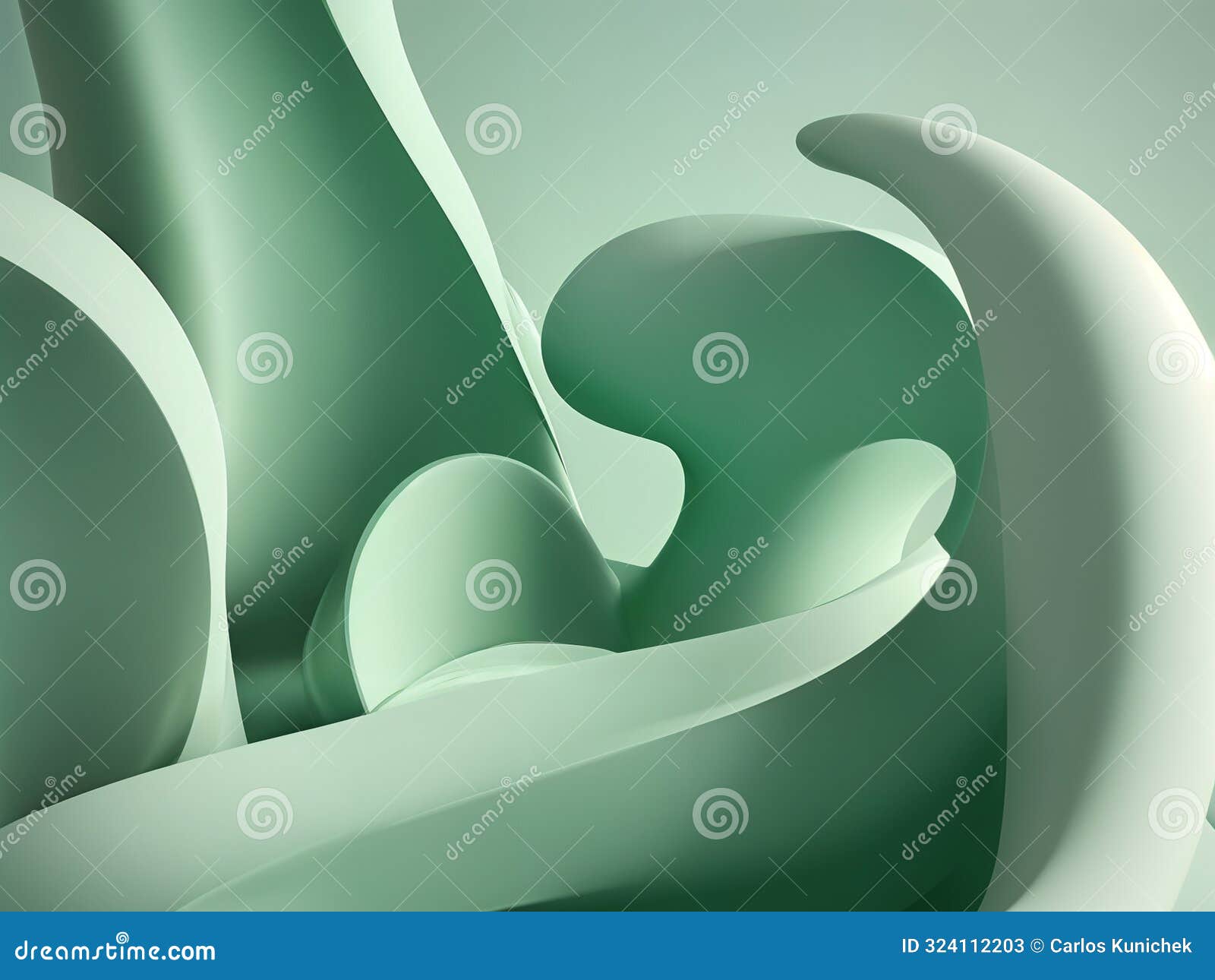 3d Render Curvaceous Forms that Evoke a Sense of Movement, Mint Green ...