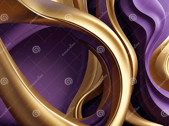 3d Render Curvaceous Forms that Evoke a Sense of Movement, Purple and ...