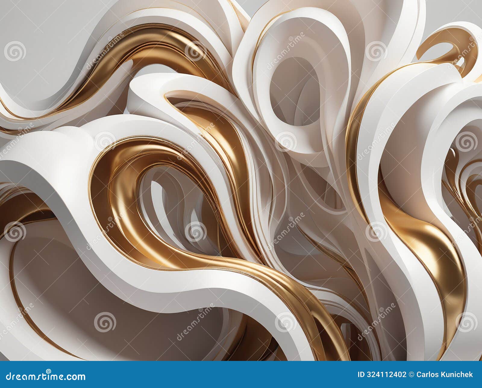 3d Render Curvaceous Forms that Evoke a Sense of Movement, White and ...