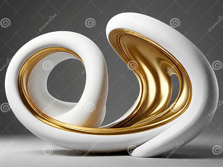3d Render Curvaceous Forms that Evoke a Sense of Movement, White and ...