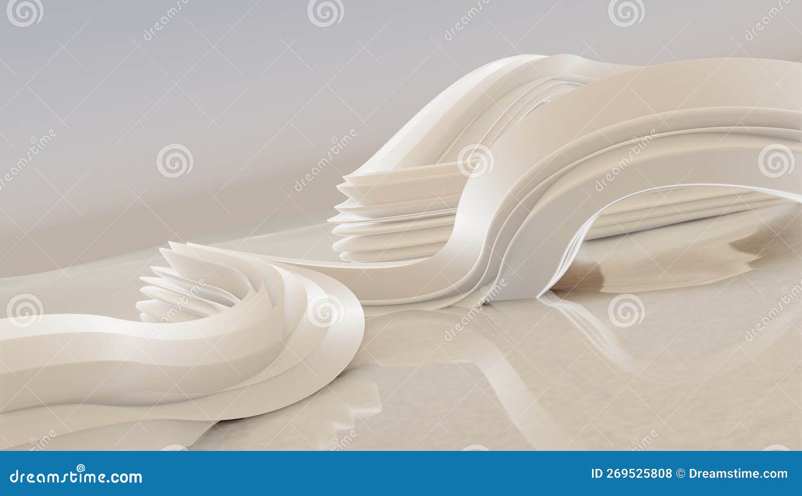 3D Render of a Curved Abstract Shape Design Stock Illustration ...