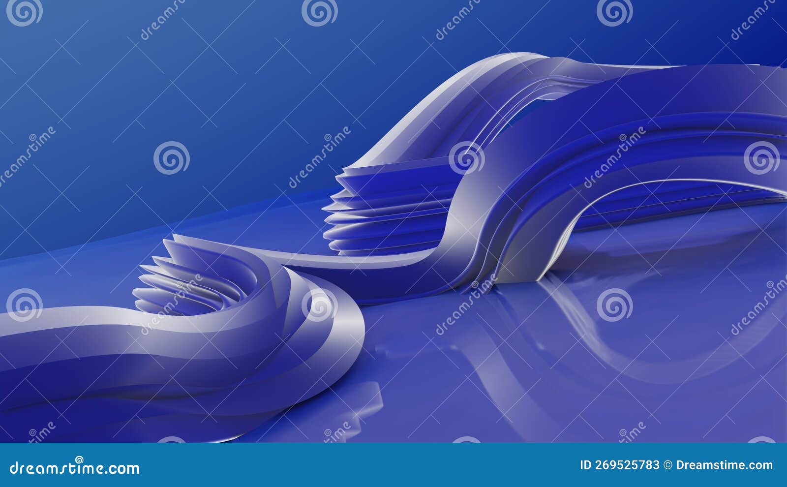 3D Render of a Curved Abstract Shape Design Stock Illustration ...