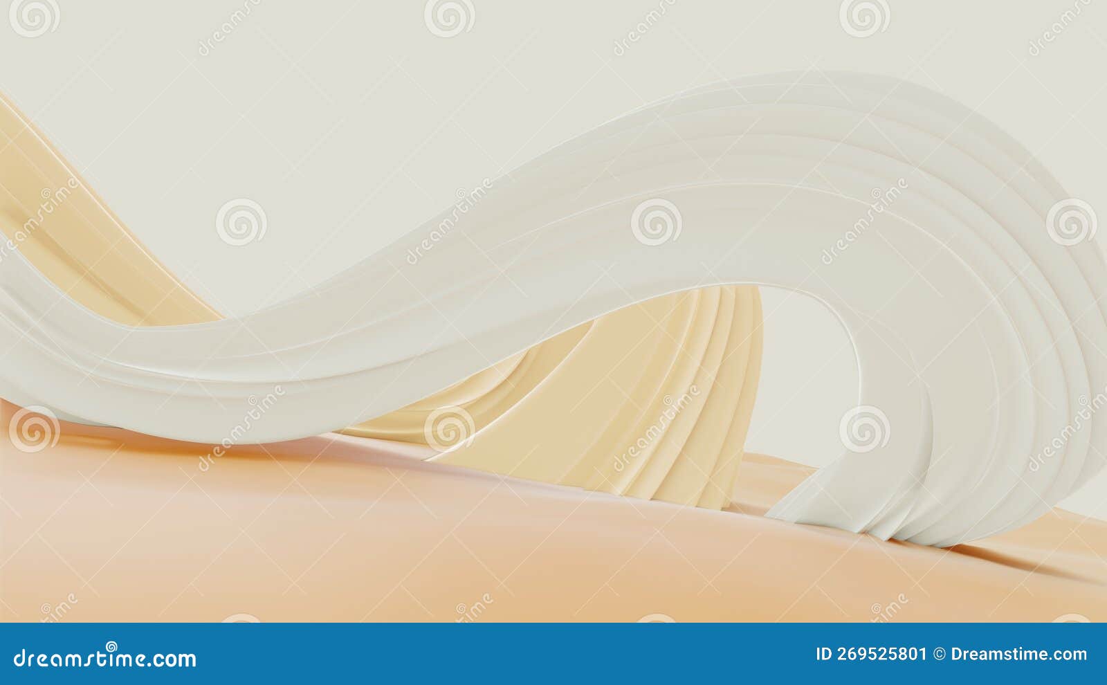 3D Render of a Curved Abstract Shape Design Stock Illustration ...