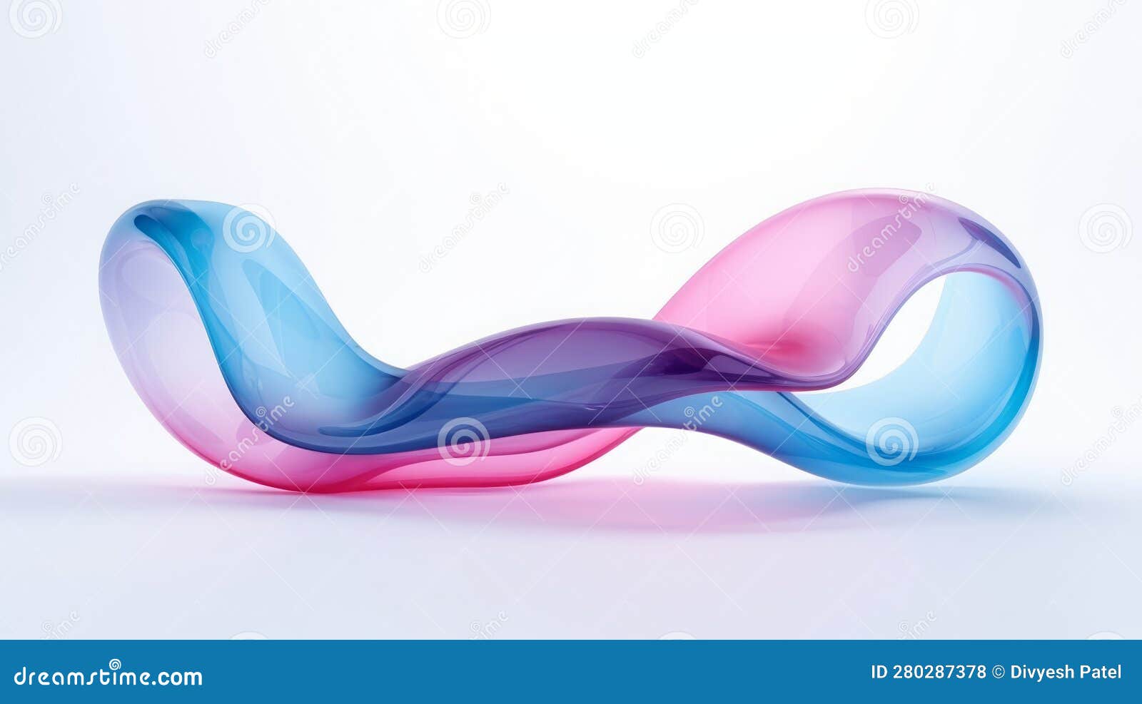 3d Render, Curvy Translucent Glass Ribbon Isolated on White Background ...