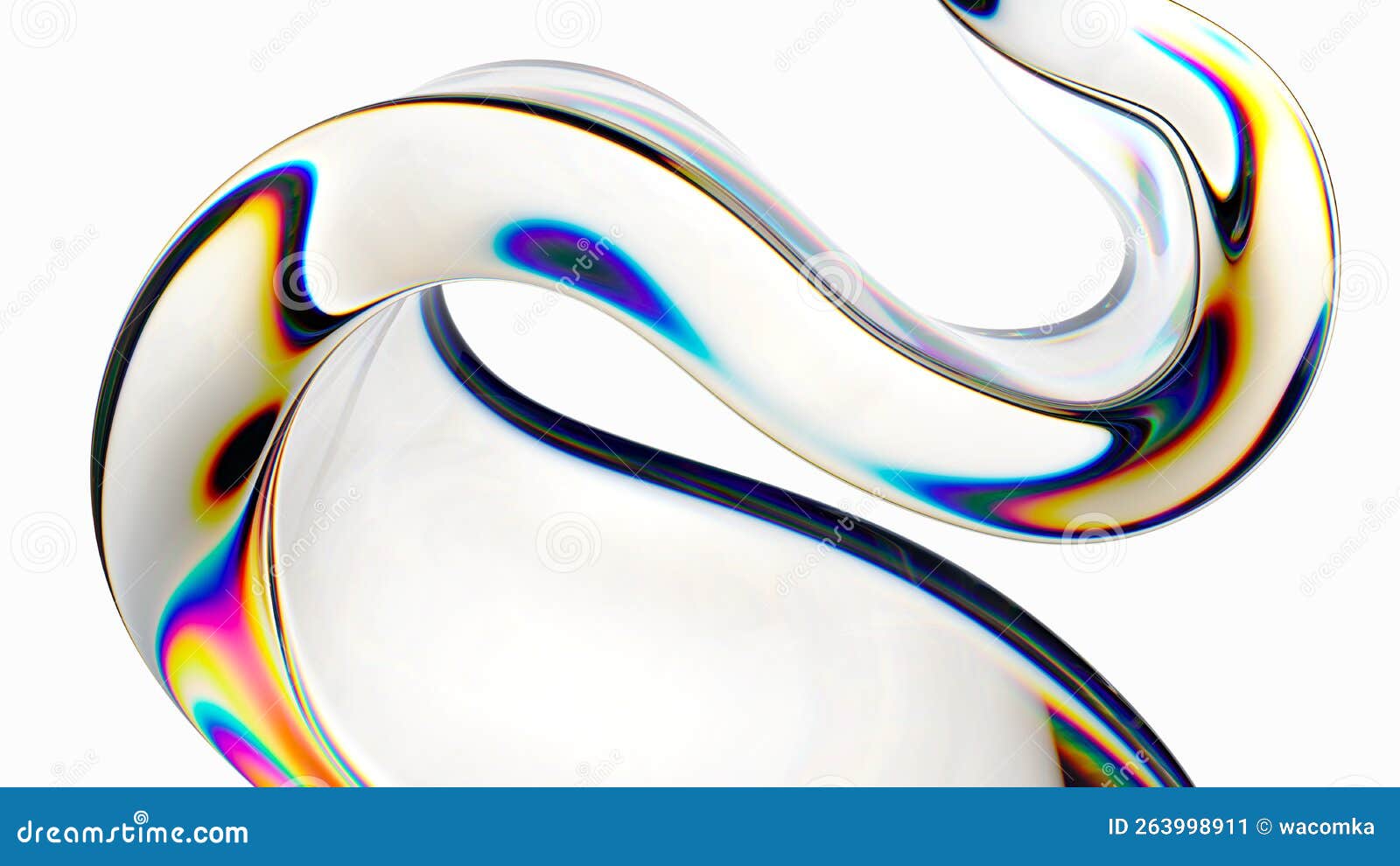 3d Render, Curvy Translucent Glass Shape Isolated on White Background ...