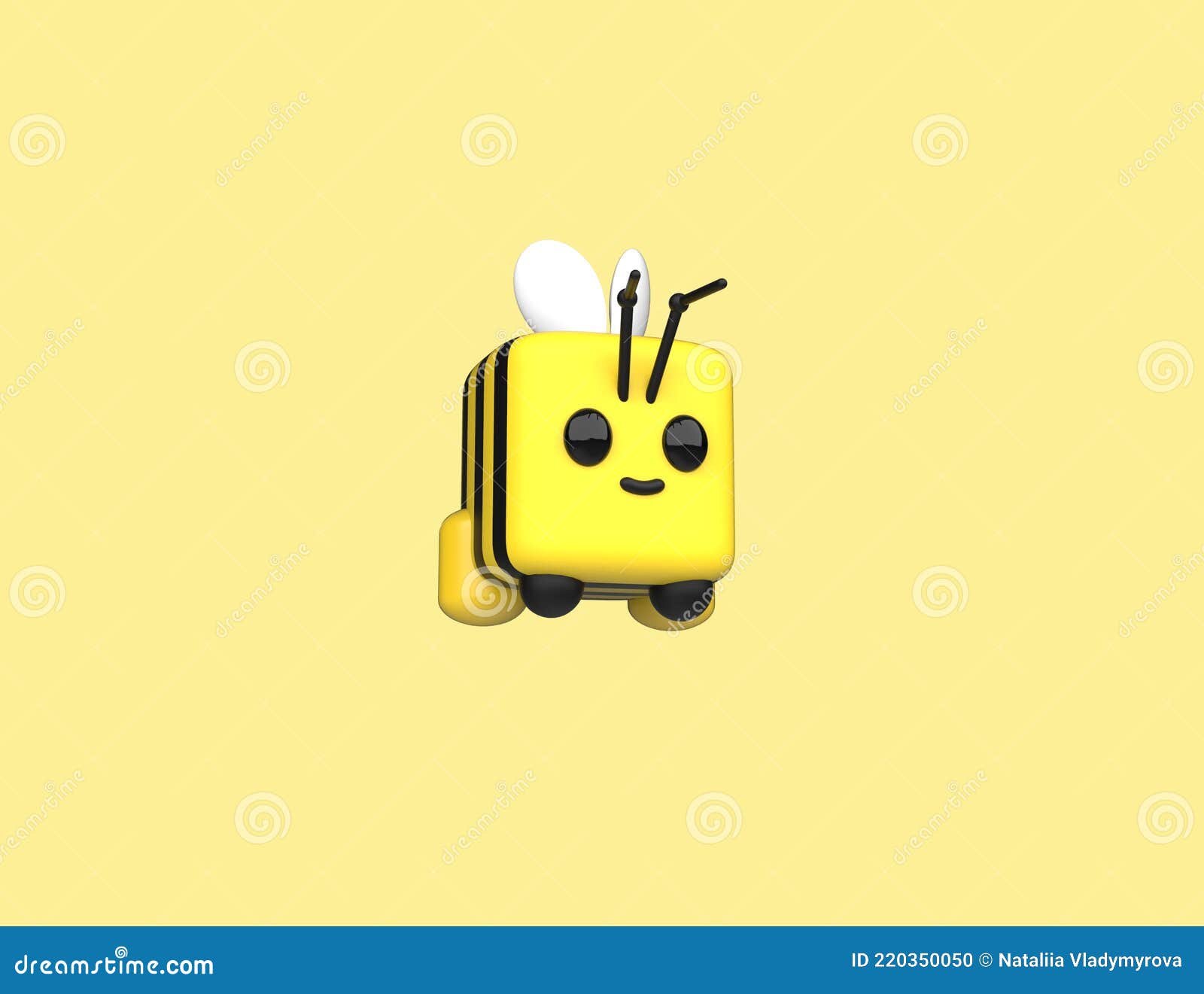Bee 3D render cute model stock illustration. Illustration of smile ...