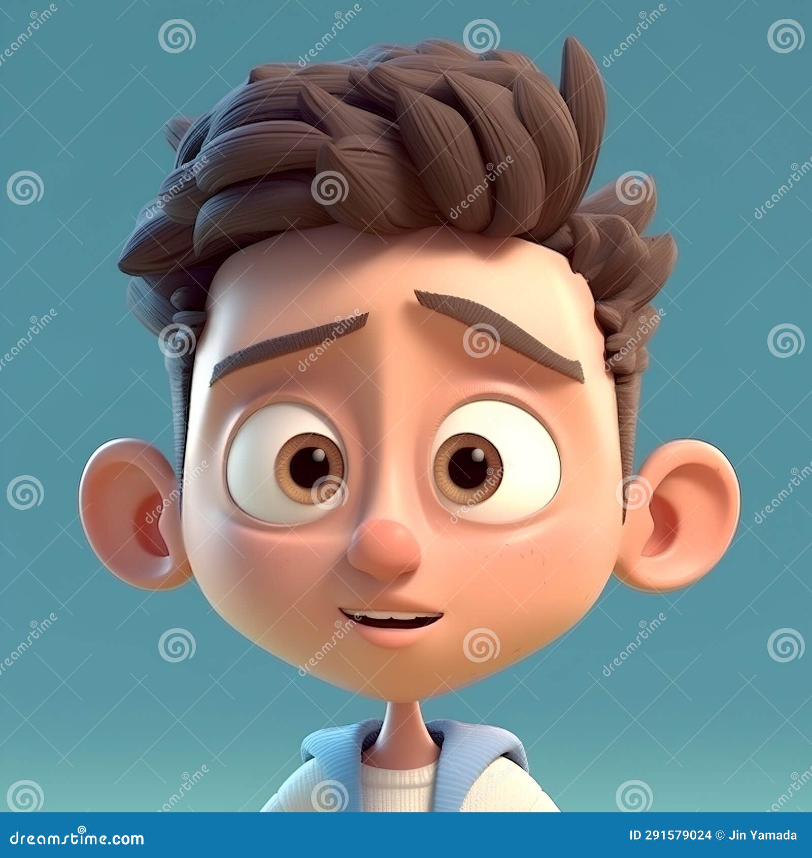 3D Render of a Cute Boy with Funny Expression on His Face Stock ...