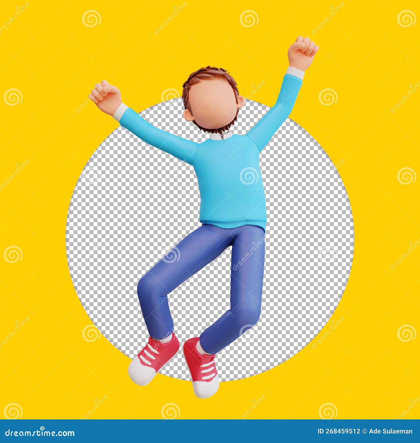 3d Render Cute Boy Happy Jump Stock Photo - Illustration of logo ...