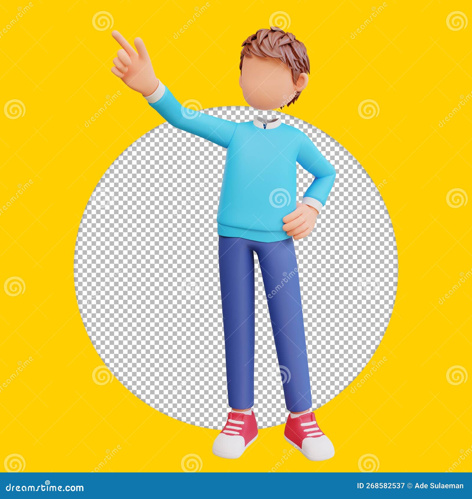 3d Render Cute Boy Pointing Up Stock Illustration - Illustration of cute, render: 268582537