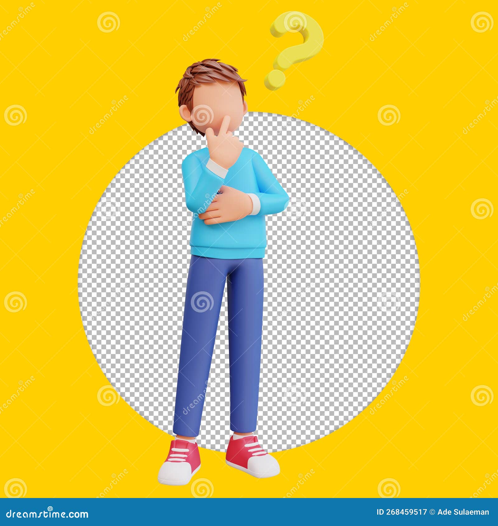 3d Render Cute Boy with Question Mark Stock Image - Illustration of ...