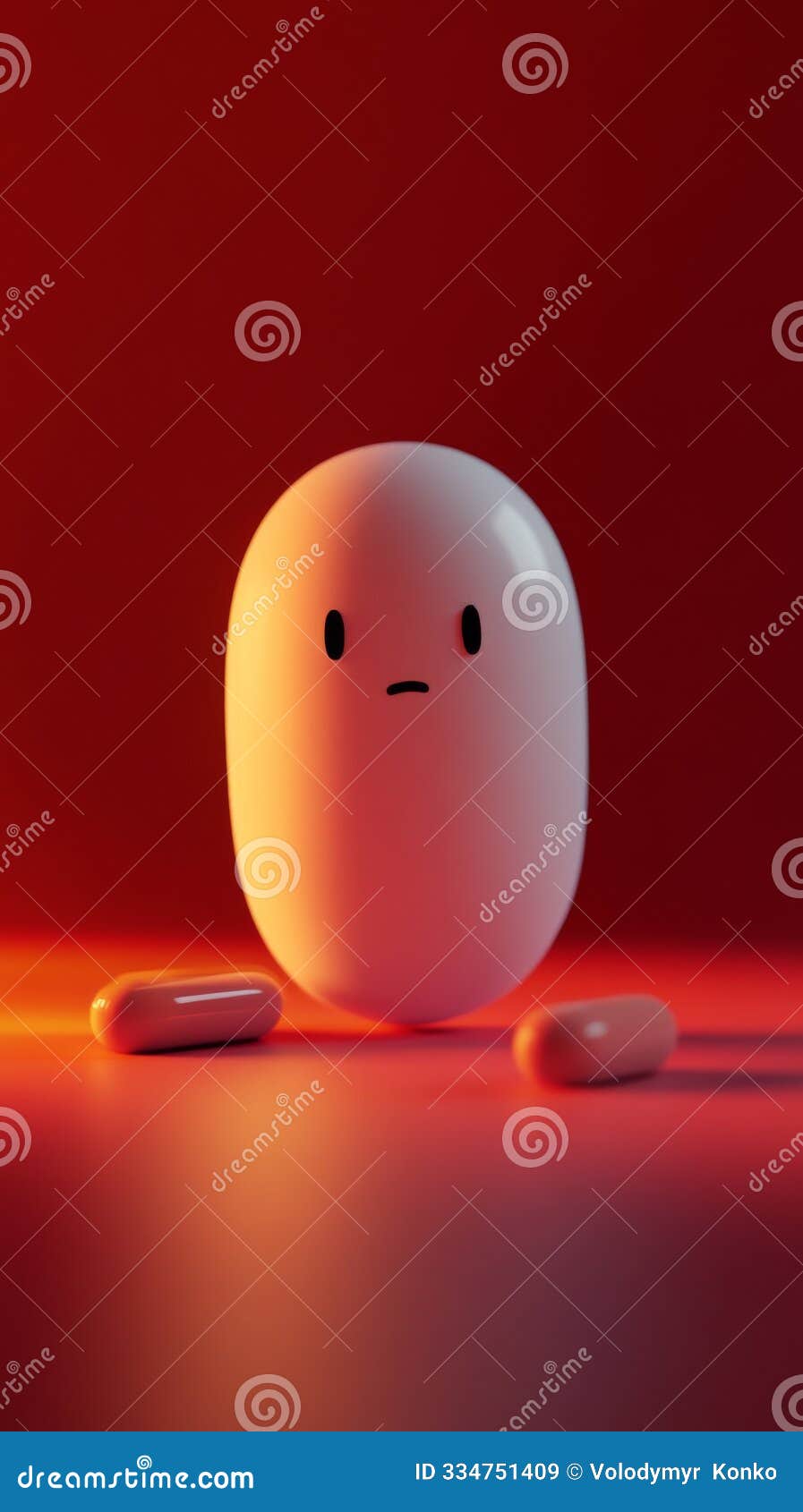 3d Render of Cute Capsule Character on Red Background Stock ...