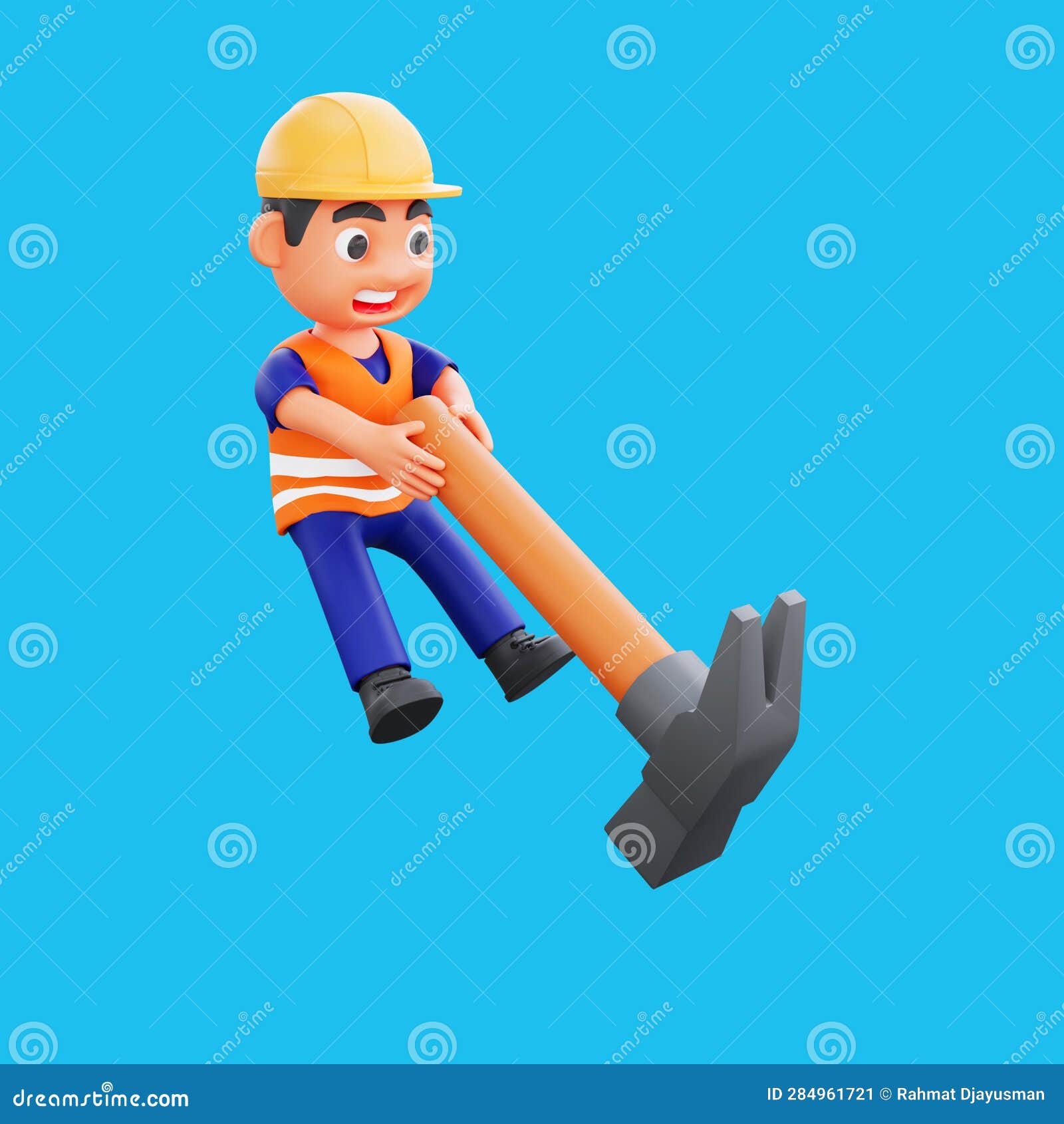 3d Render Cute Construction Workers Activities Stock Image ...