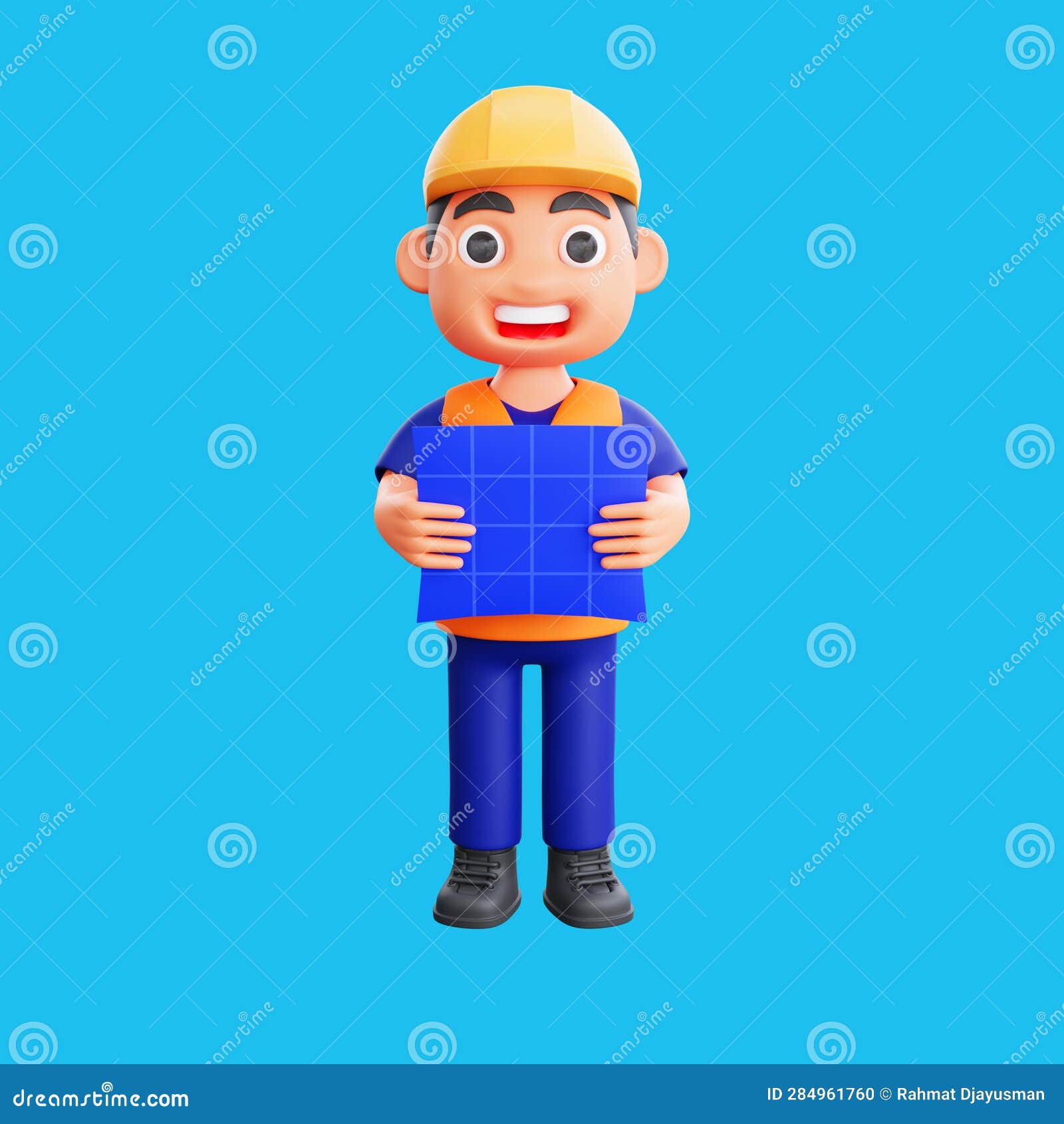 3d Render Cute Construction Workers Activities Stock Photo ...