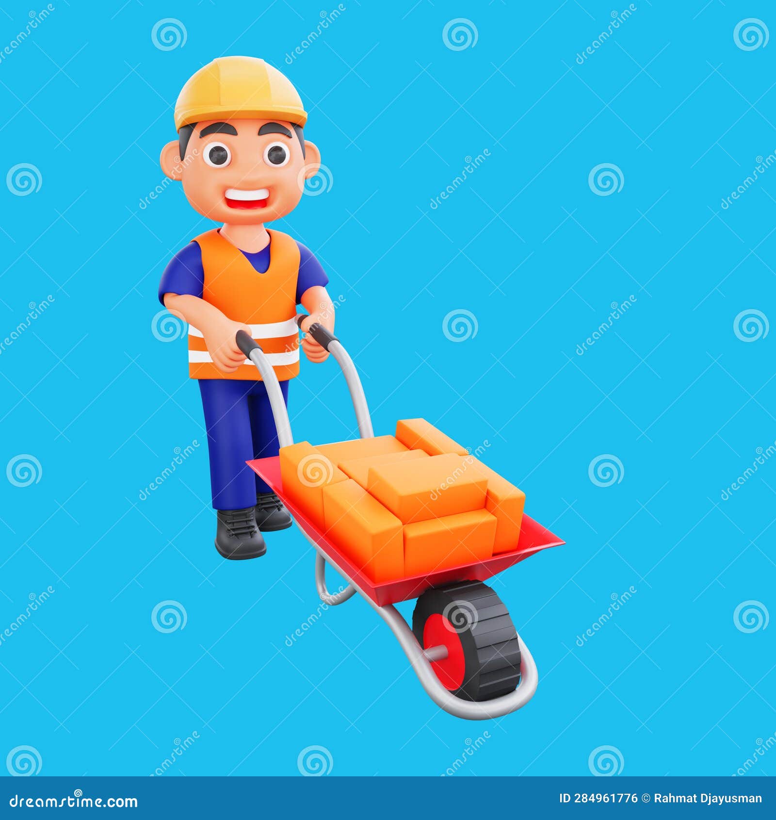 3d Render Cute Construction Workers Activities Stock Photo ...