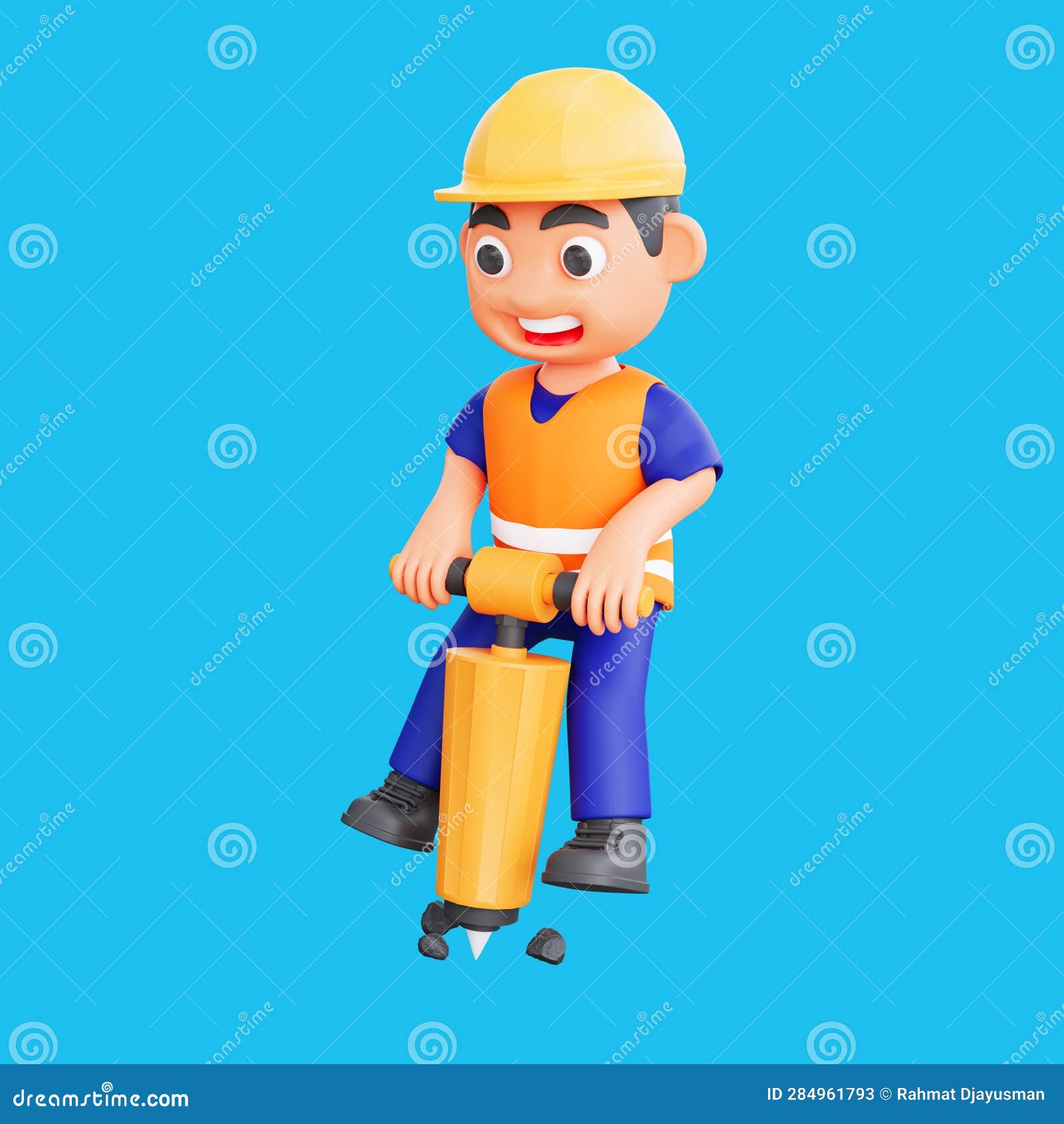 3d Render Cute Construction Workers Activities Stock Image ...
