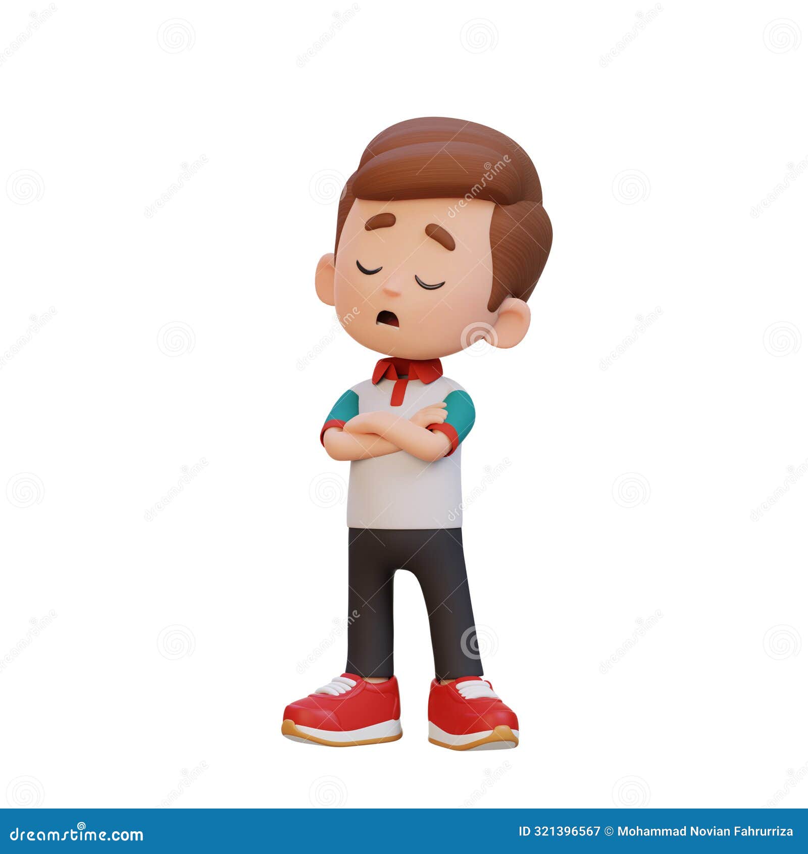 3D Cute Kid Character Rejection Pose Stock Image - Illustration of ...