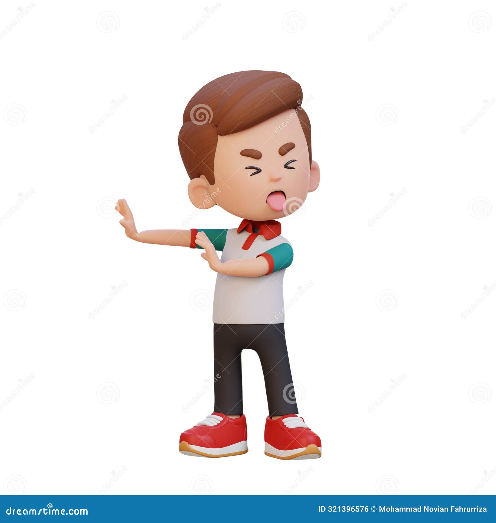 3D Cute Kid Character Rejection Pose Stock Photo - Illustration of ...